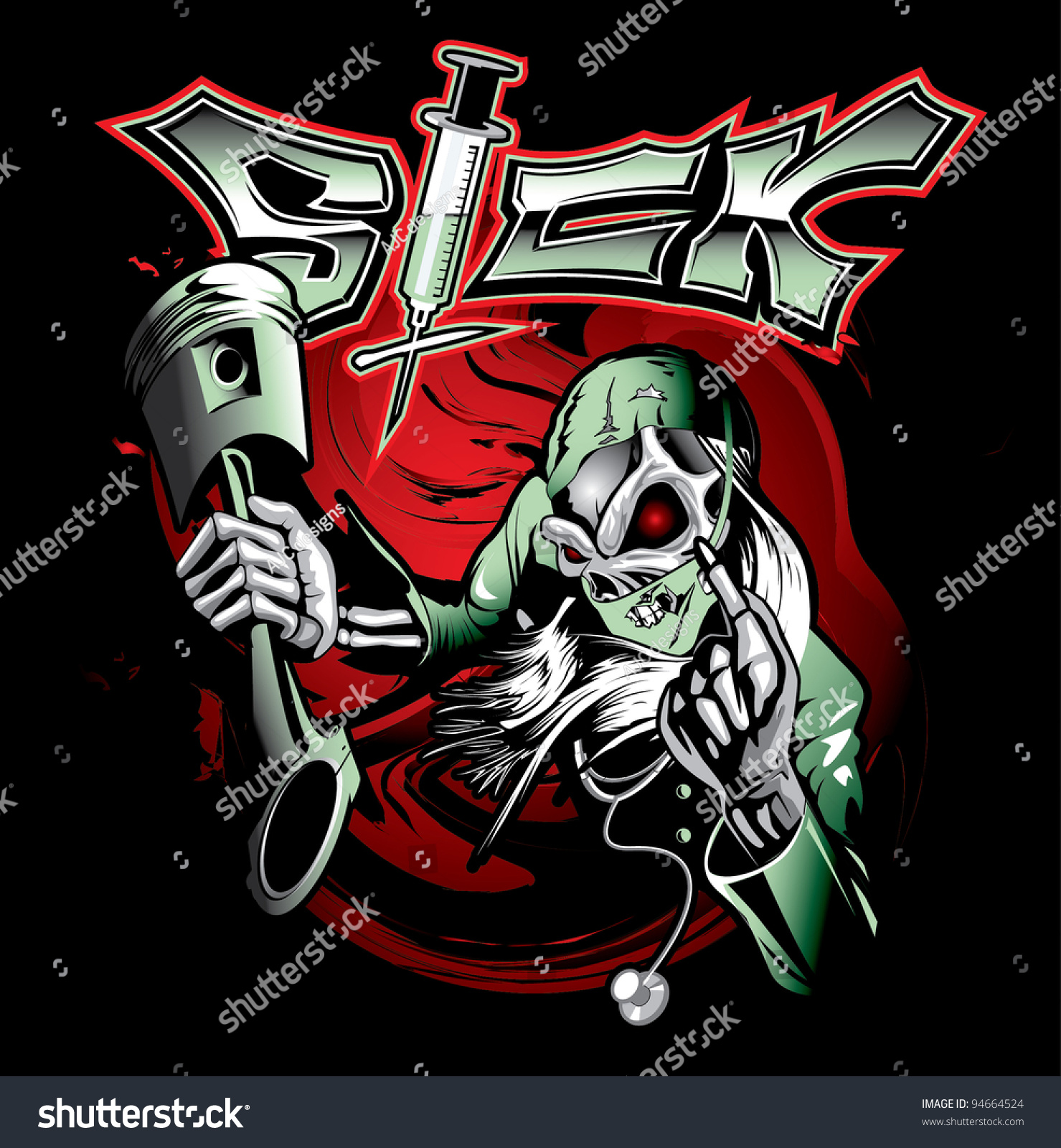 Sick Skeleton Doctor Stock Vector 94664524 - Shutterstock