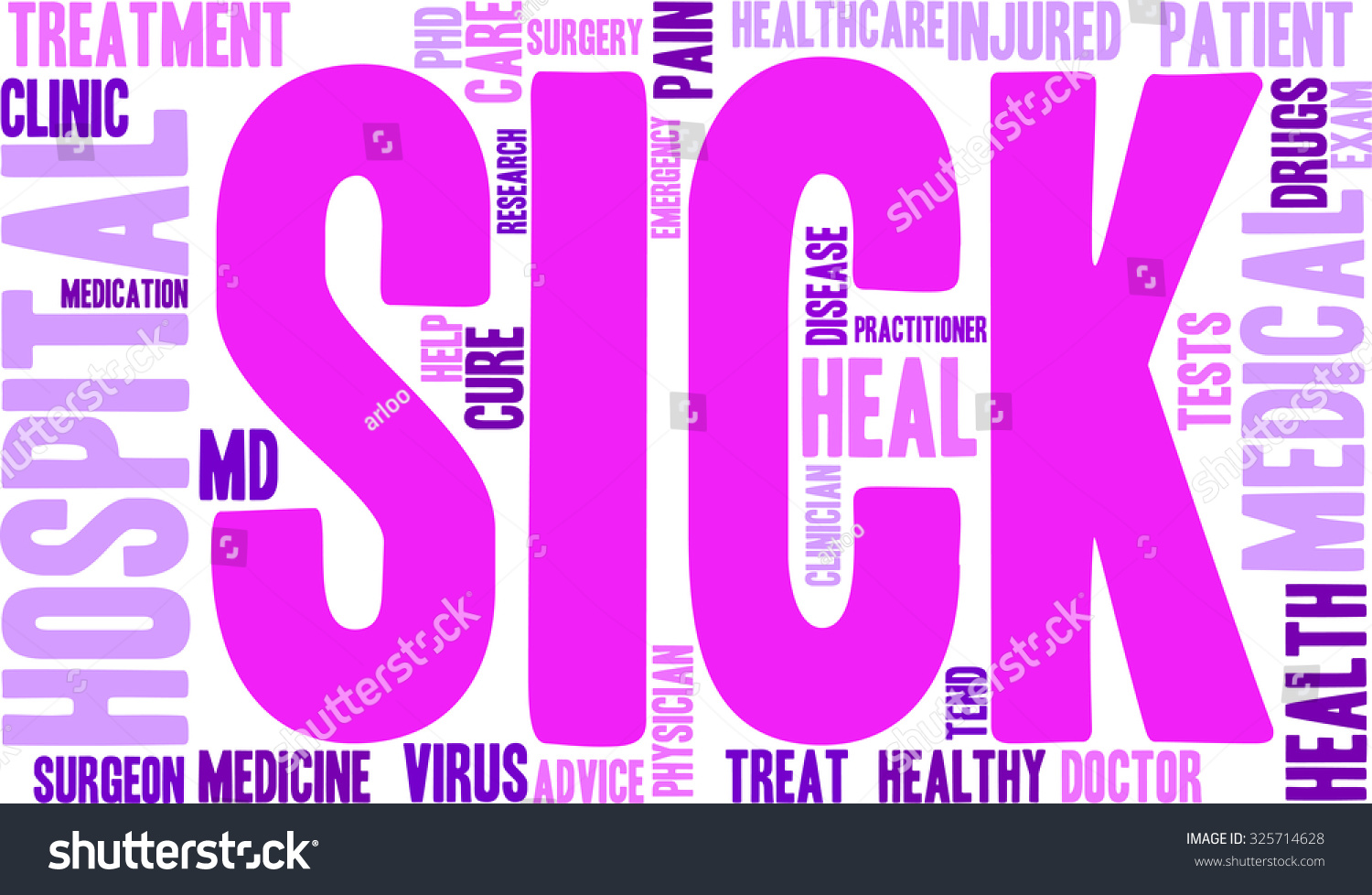 Sick Word Cloud On White Background Stock Vector (Royalty Free ...