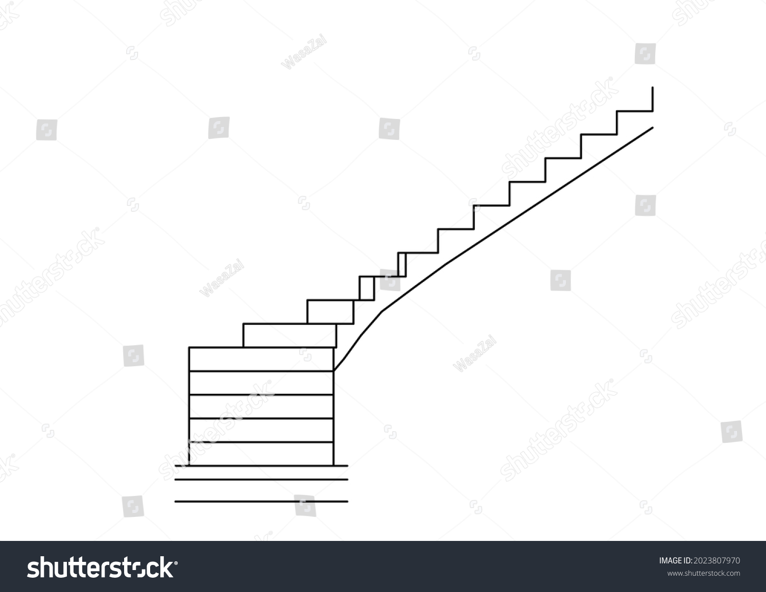 Side Staircase Sketch Vector Design Stock Vector (Royalty Free) 2023807970