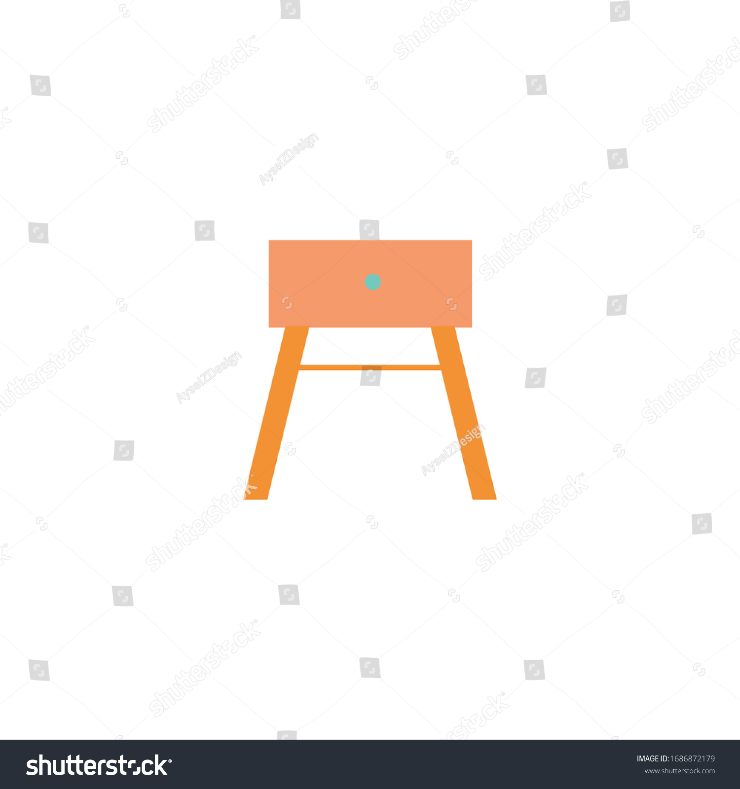 Side Table Flat Vector Illustration Isolated Stock Vector (Royalty Free ...