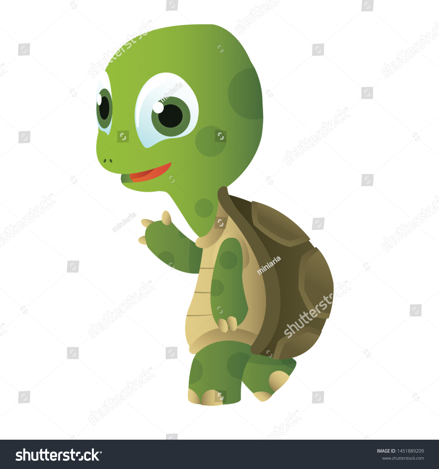 Side View Cute Turtle Small Shell Stock Vector (Royalty Free) 1451889209