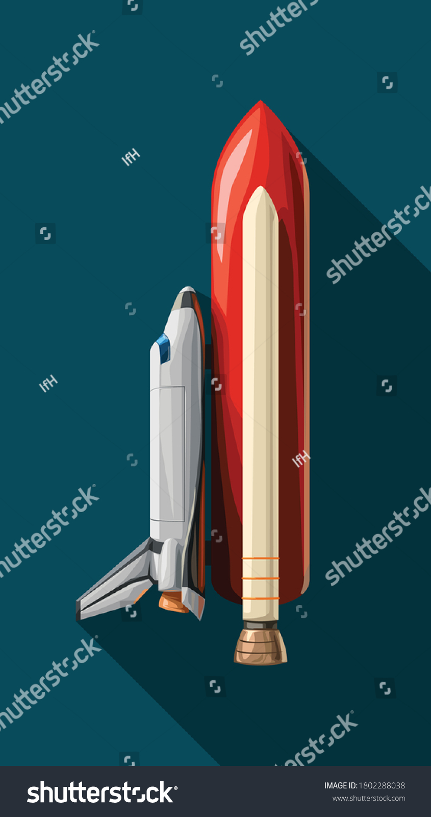 Side View Shuttle Shadow On Blue Stock Vector (Royalty Free) 1802288038 ...
