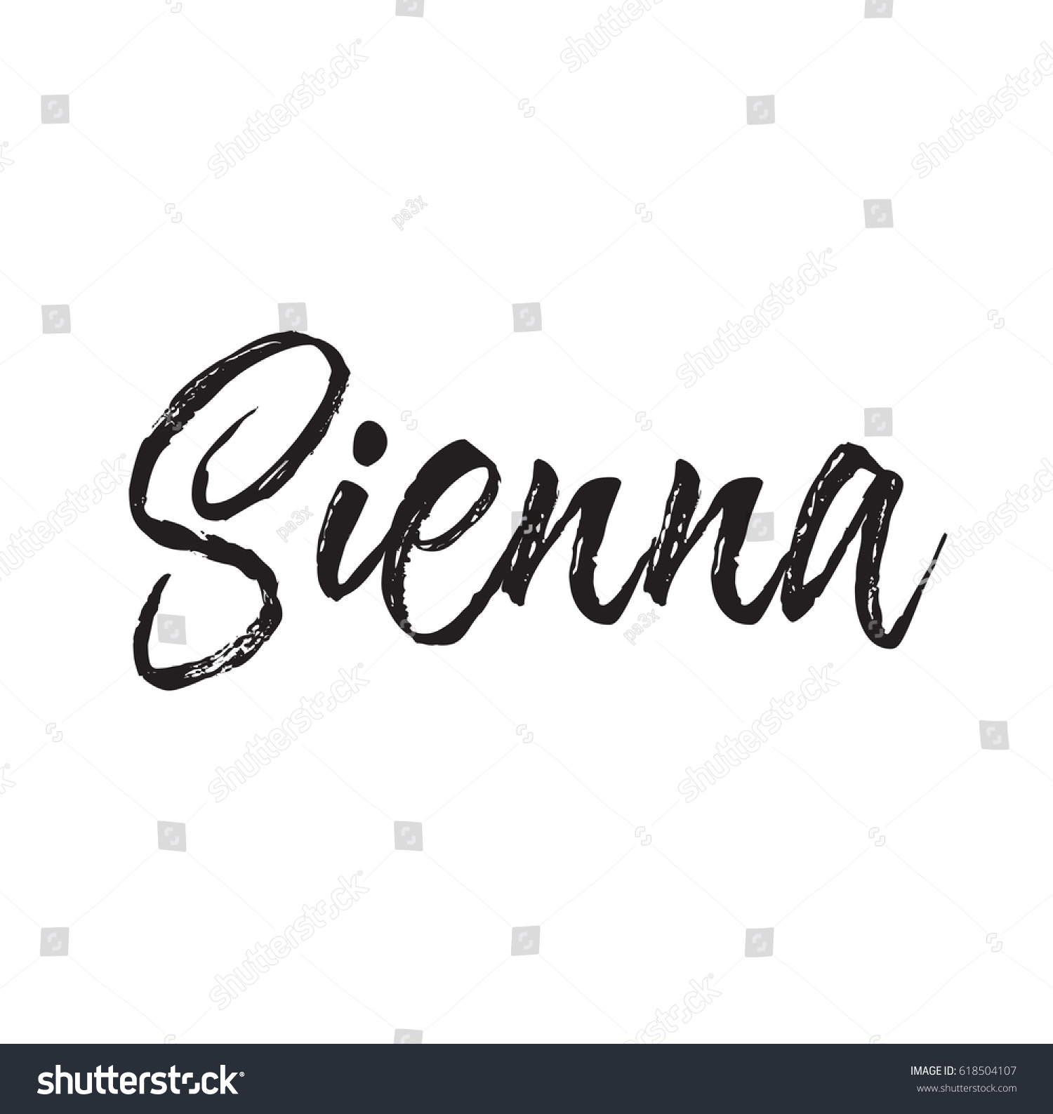 Sienna Text Design Vector Calligraphy Typography: vector de stock ...