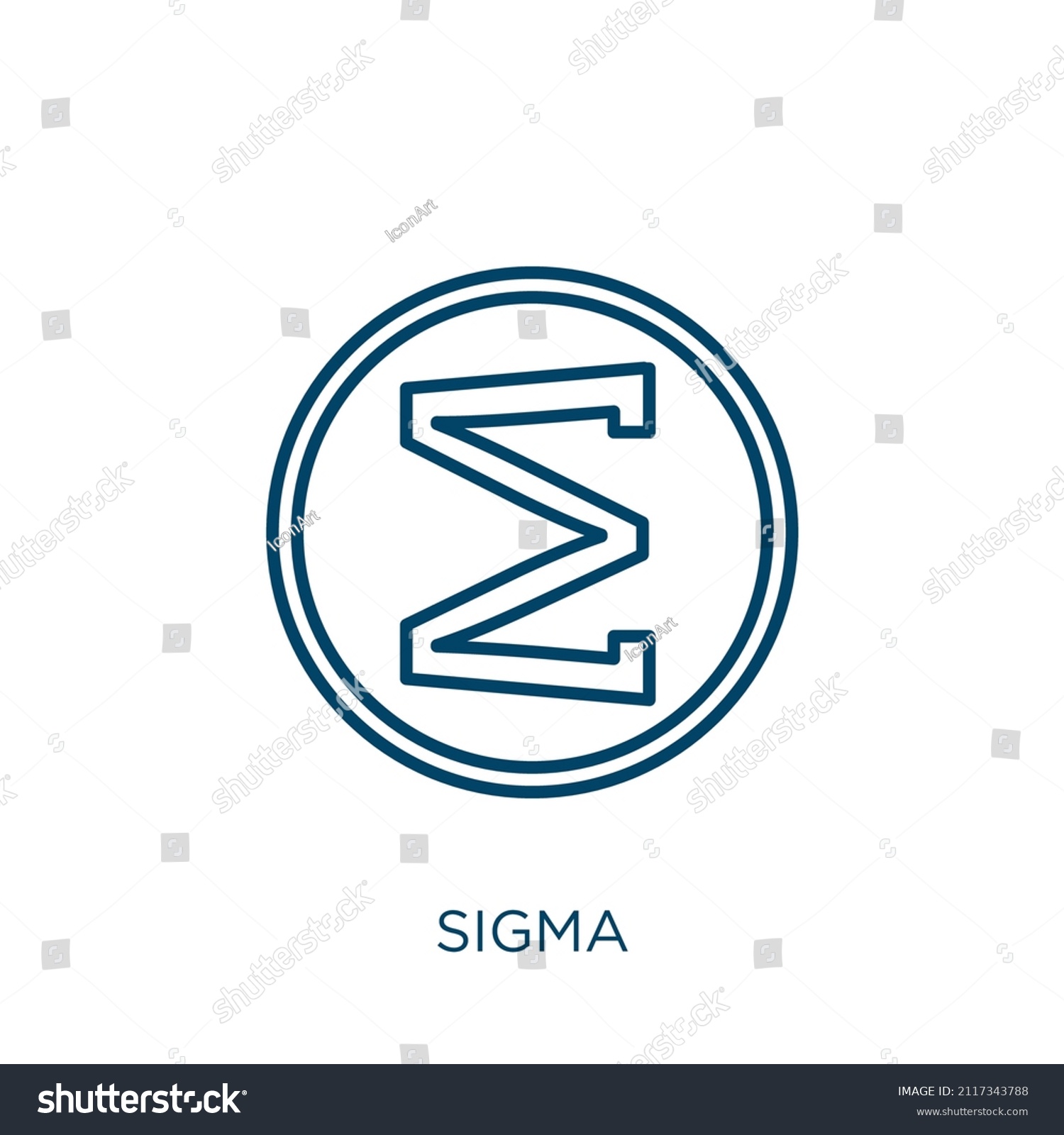 Sigma Icon Thin Linear Sigma Outline Stock Vector (Royalty Free) 2117343788