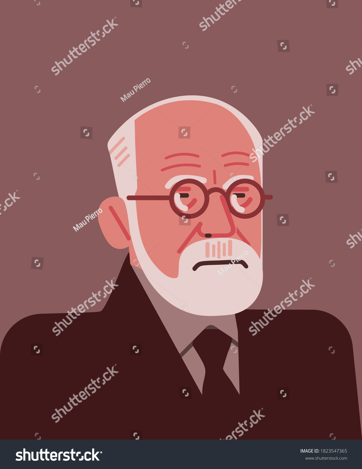Sigmund Freud Vector Flat Illustration: เวกเตอร์สต็อก (ปลอดค่าลิขสิทธิ์ ...