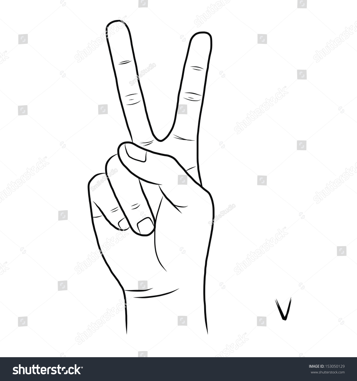 Sign Language Alphabetthe Letter V: vector de stock (libre de regalías ... Sign Language Alphabetthe Letter V: vector de stock (libre de regalías ...