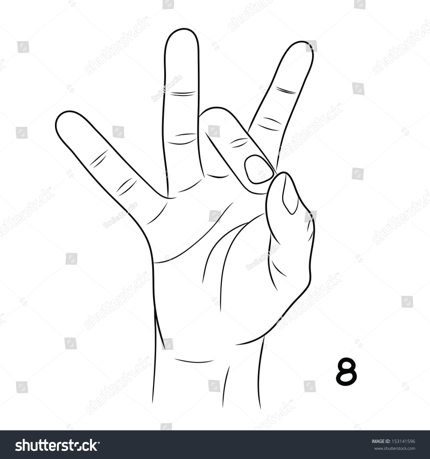 Sign Languagenumber Eight Stock Vector (Royalty Free) 153141596 ...