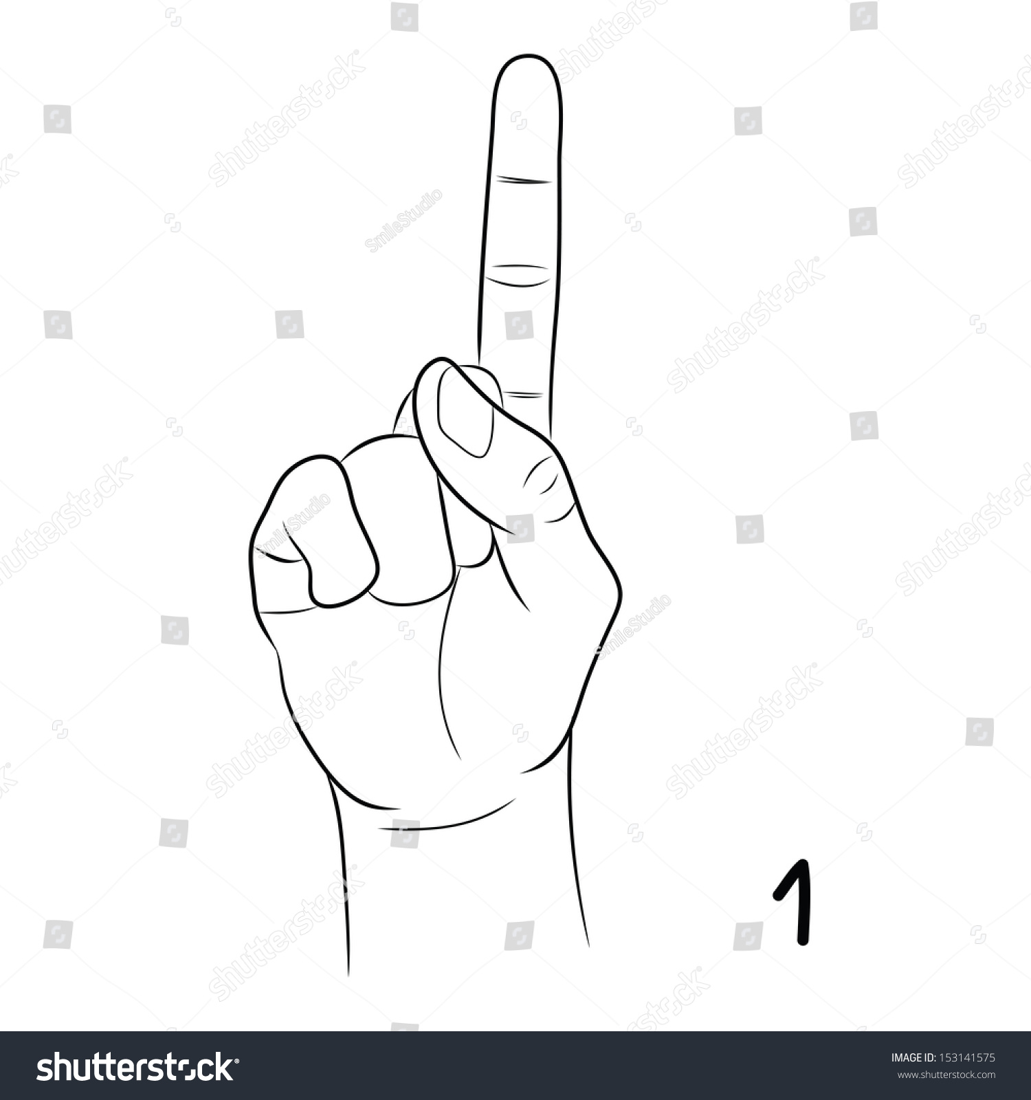 Sign Languagenumber One Stock Vector (Royalty Free) 153141575 ...