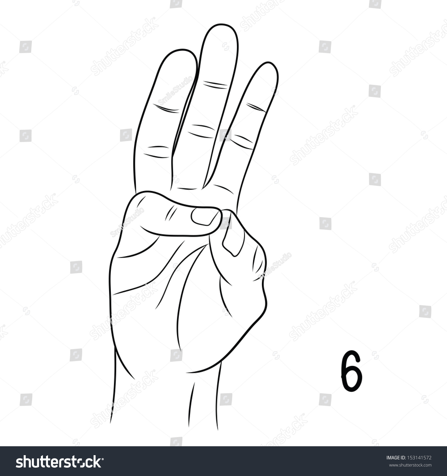 Sign Languagenumber Six Stock Vector (Royalty Free) 153141572 ...