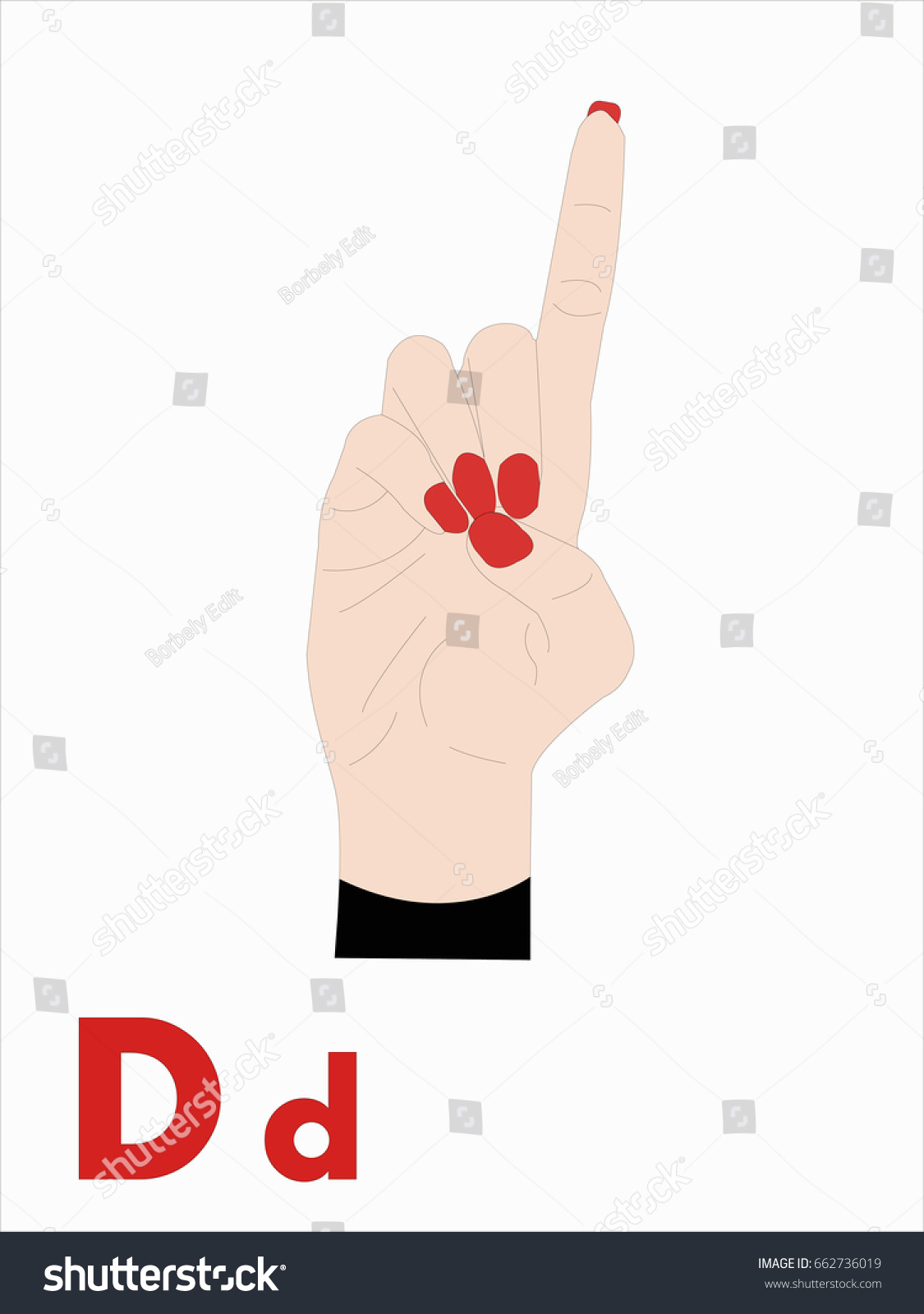 Sign Language Letter D Stock Vector (Royalty Free) 662736019