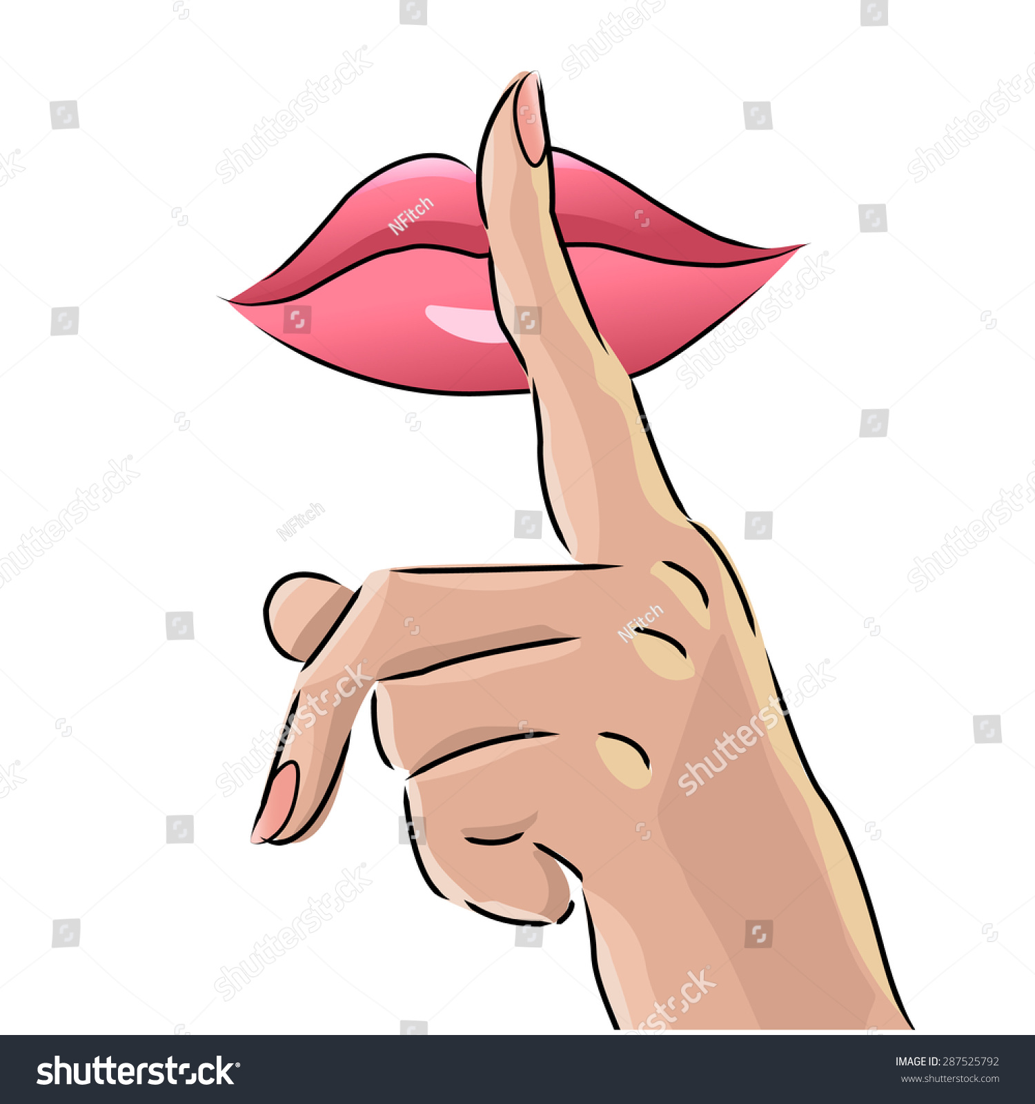 Sign Please Keep Quiet Mouth Hand Stock Vector Royalty Free 287525792 Shutterstock