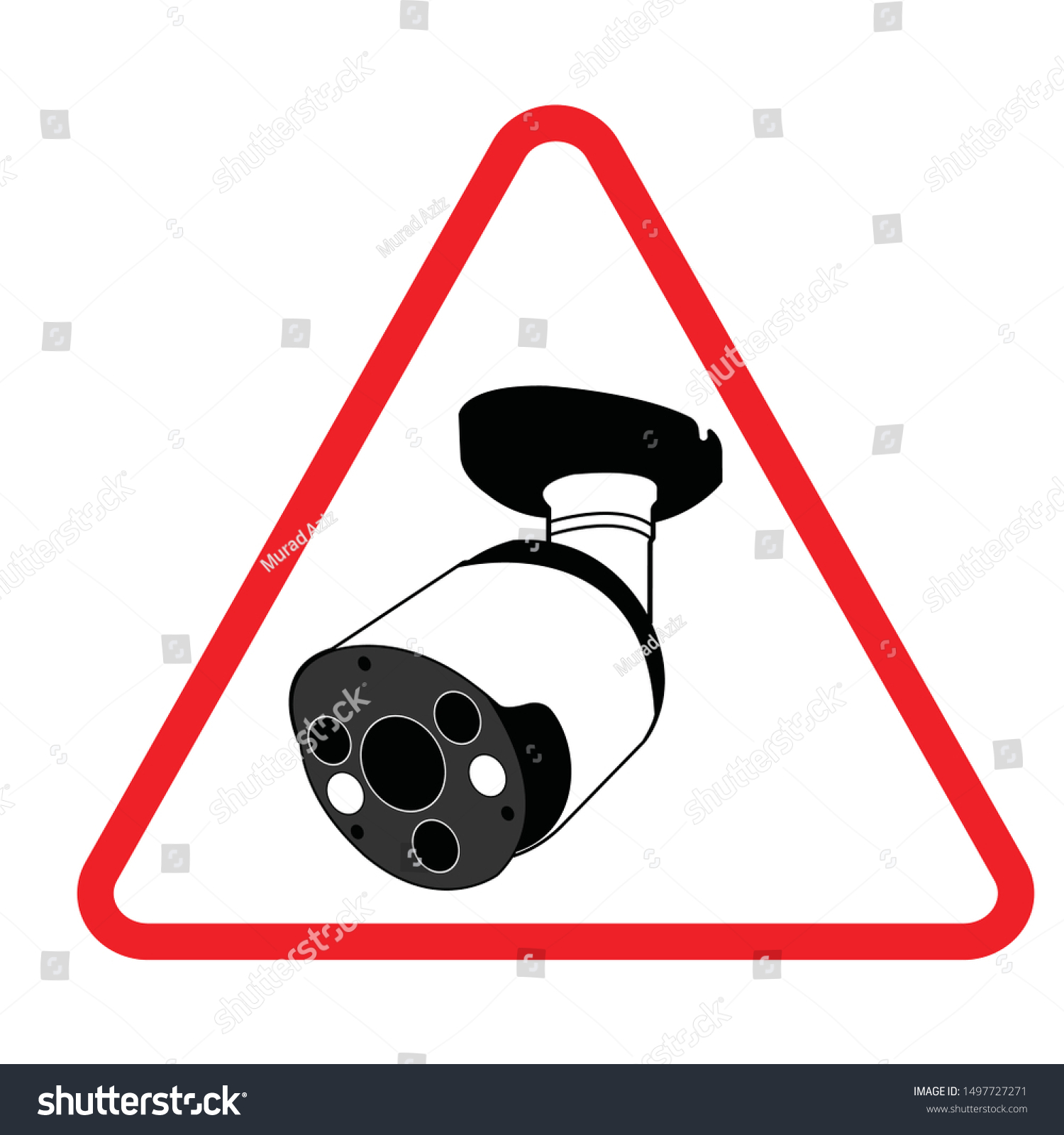 Sign Security Camera Icon Red Triangle Stock Vector (Royalty Free ...