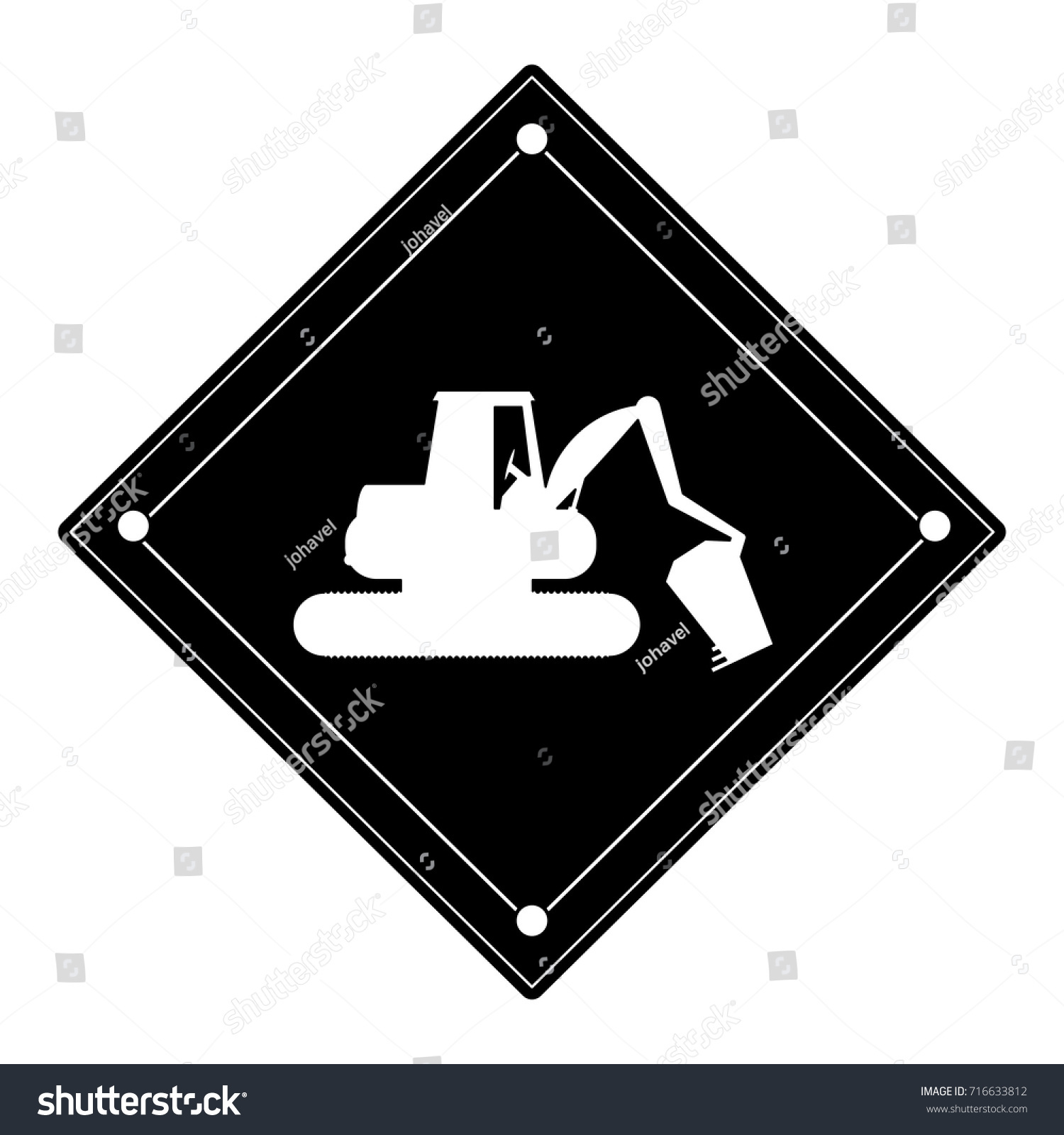 Sign Warning Excavator Vector Illustration Stock Vector (Royalty Free ...