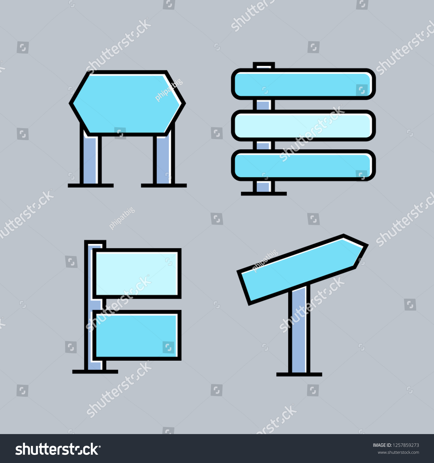 Signage Signpost Vector Set Stock Vector (Royalty Free) 1257859273 ...