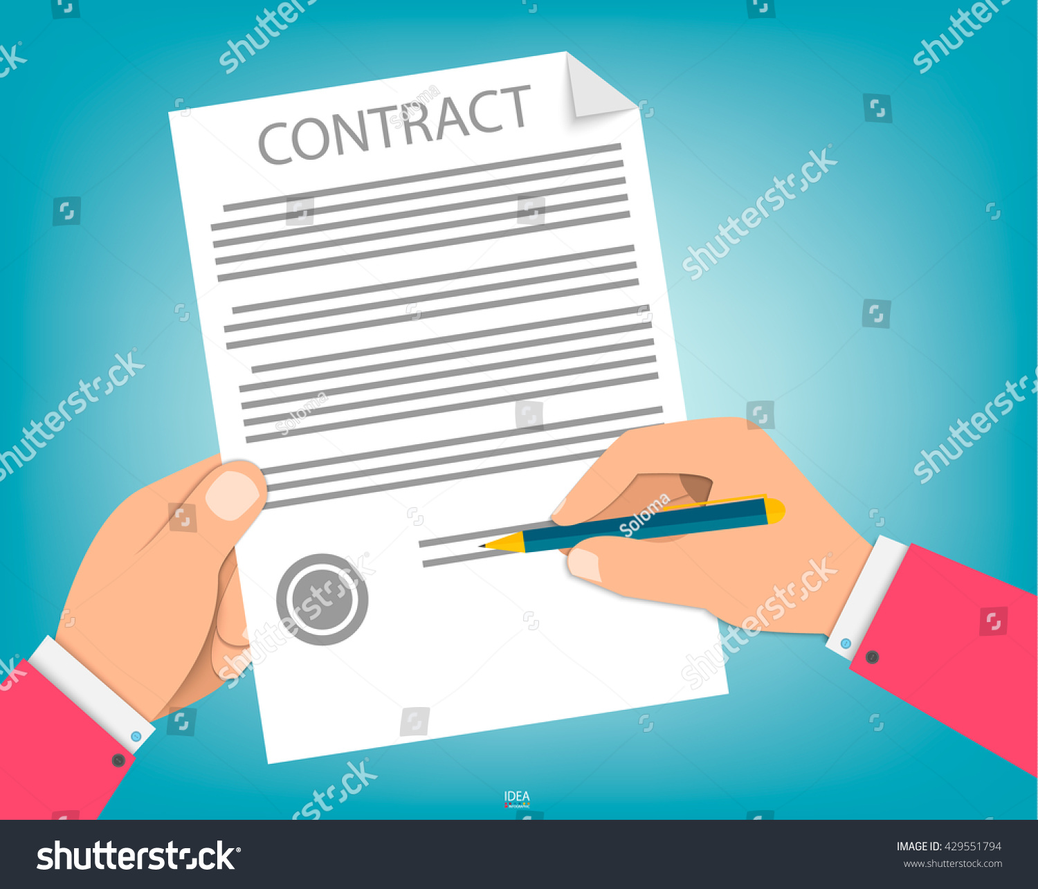 Signing Contract Vector Illustration Stock Vector (Royalty Free ...