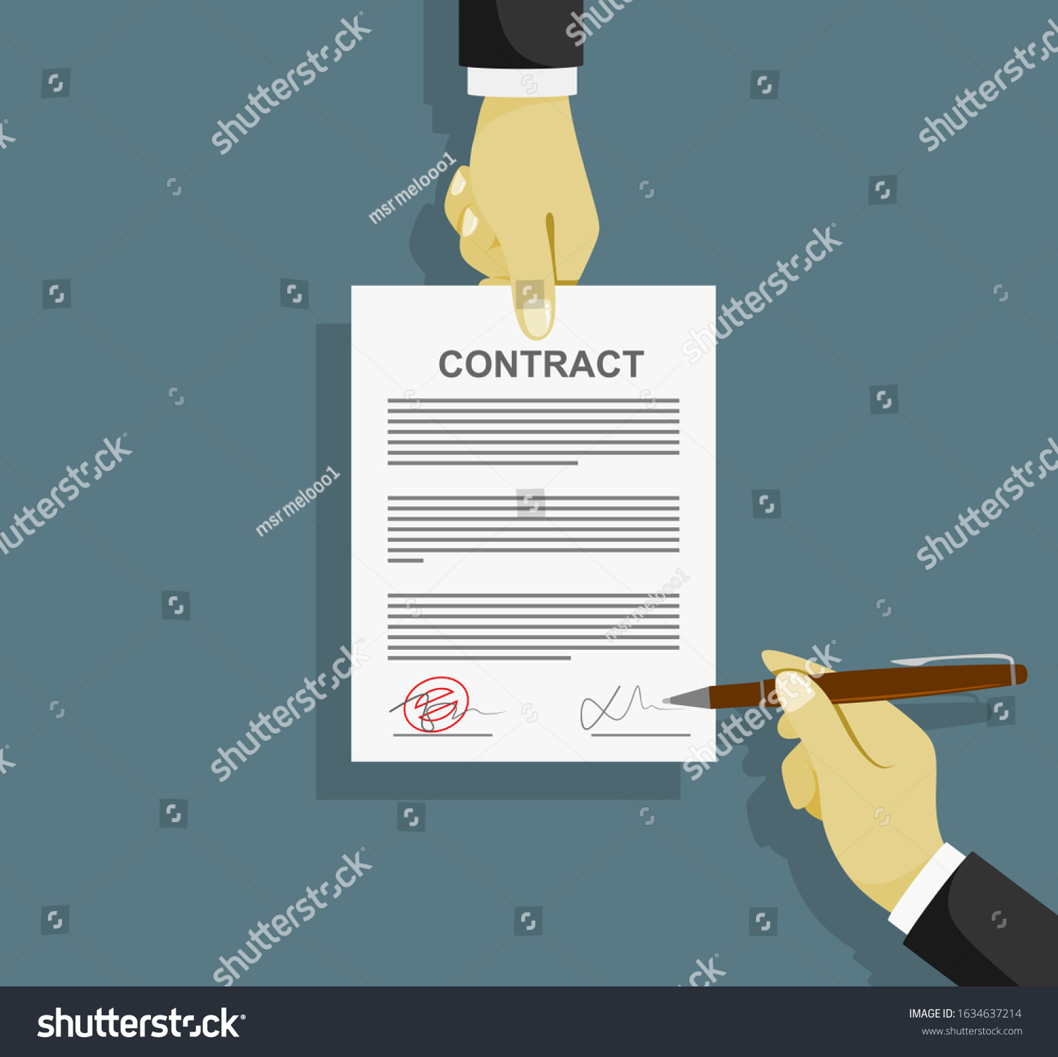 Signing Sign Contract Paper Document Vector Stock Vector (Royalty Free ...