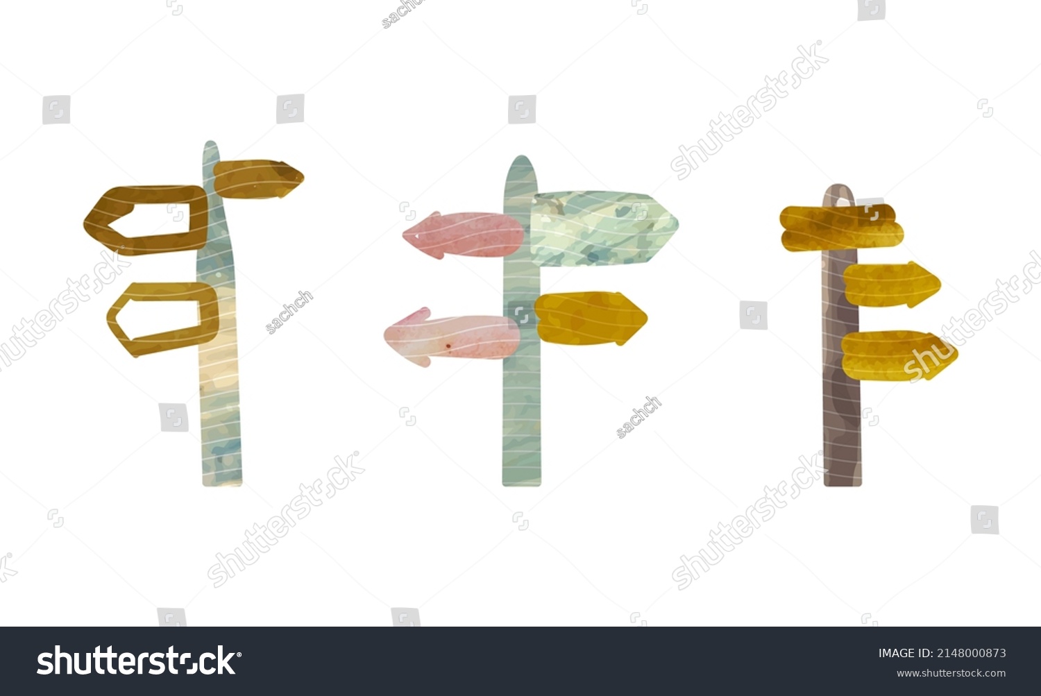 Signpost Isolated Vector Illustration Set Stock Vector (Royalty Free ...
