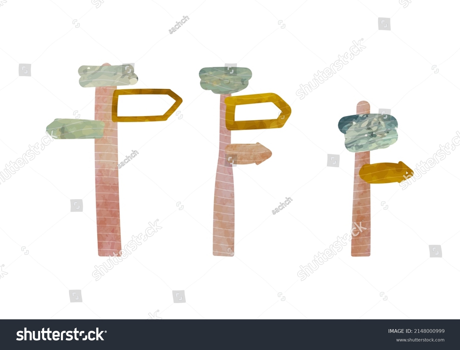 Signpost Isolated Vector Illustration Set Stock Vector (Royalty Free ...