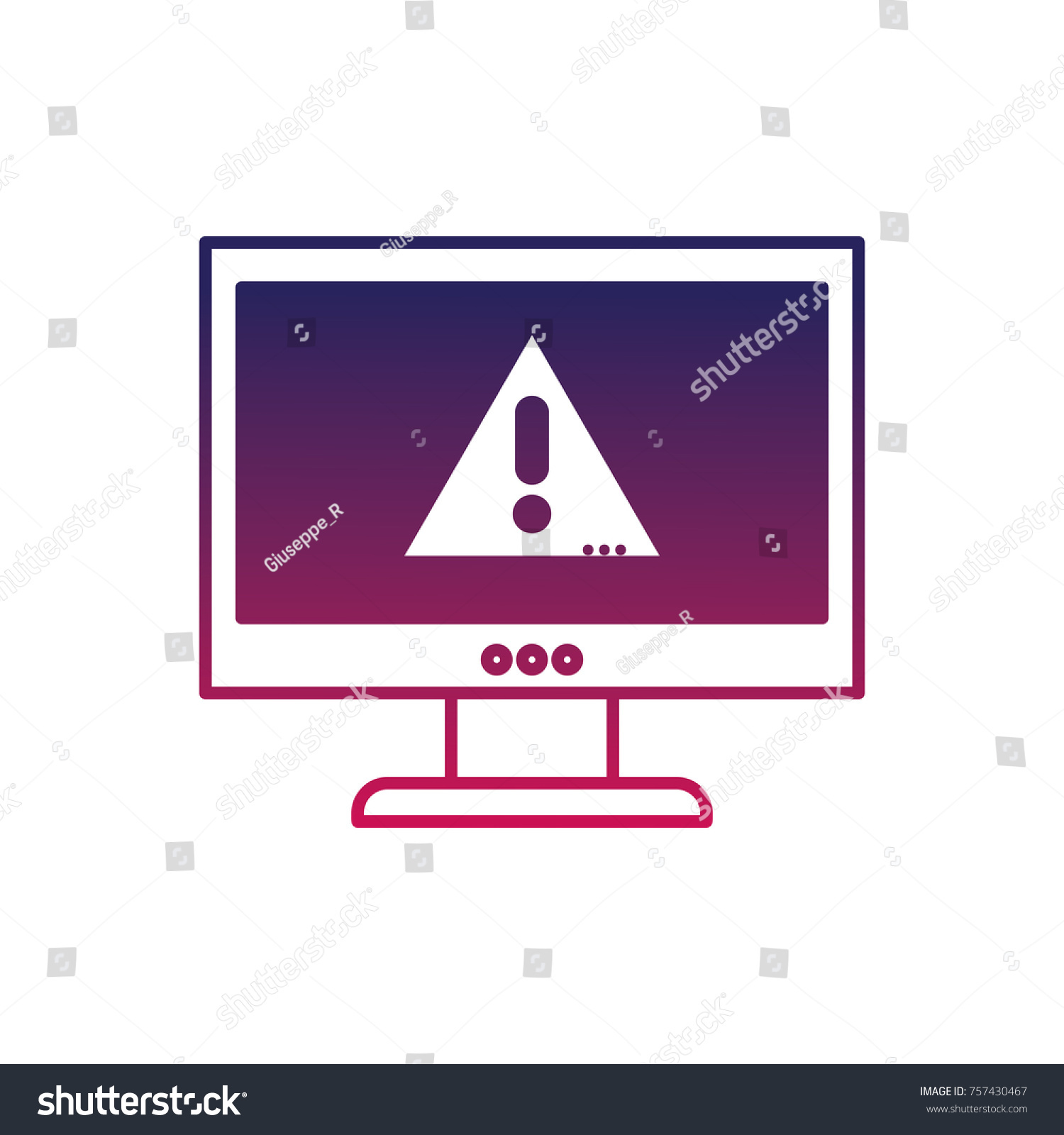 Silhouette Caution Emblem Alert Inside Computer Stock Vector (Royalty ...