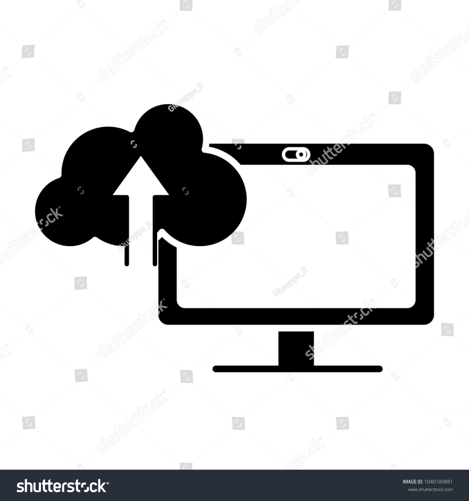 Silhouette Computer Technology Cloud Data Loading Stock Vector (Royalty ...