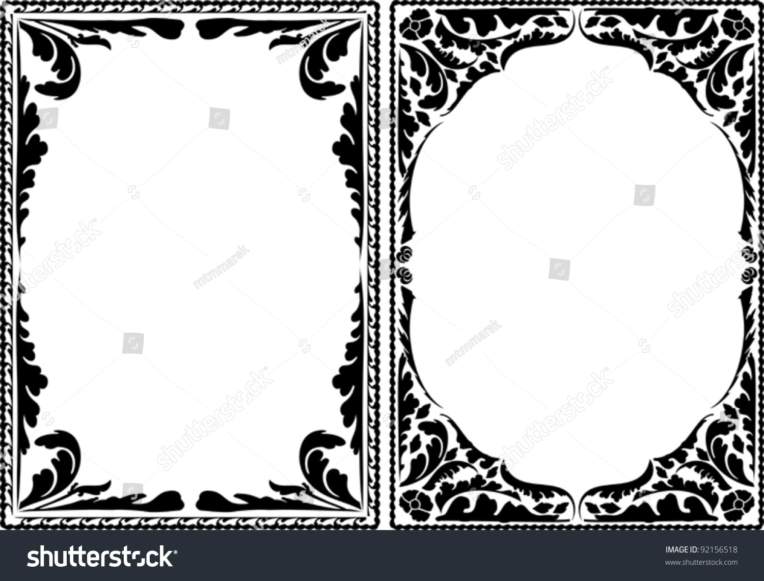 Silhouette Decorative Borders Stock Vector (Royalty Free) 92156518 ...
