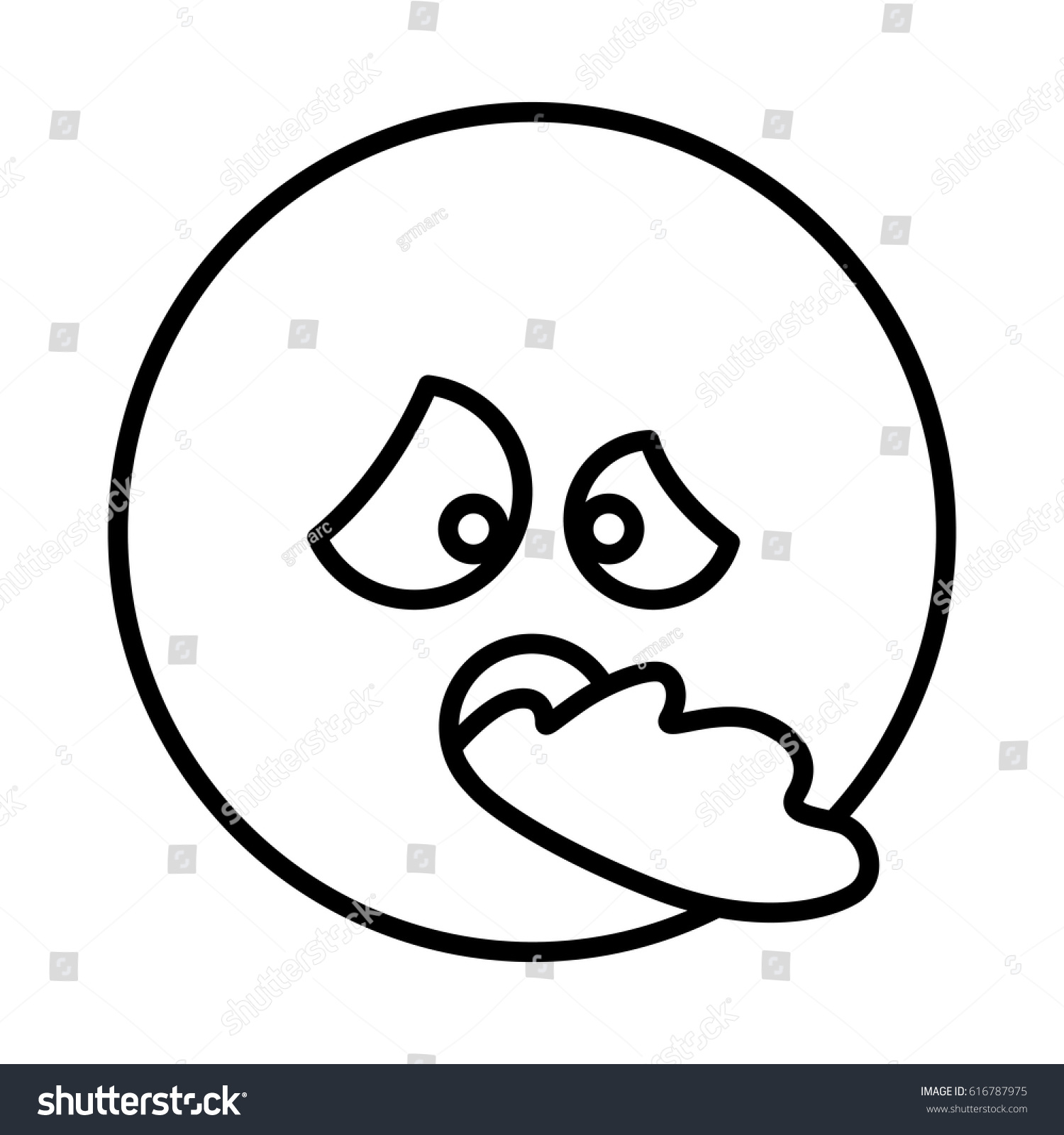 Silhouette Emoticon Face Sick Expression Vector Stock Vector (Royalty ...