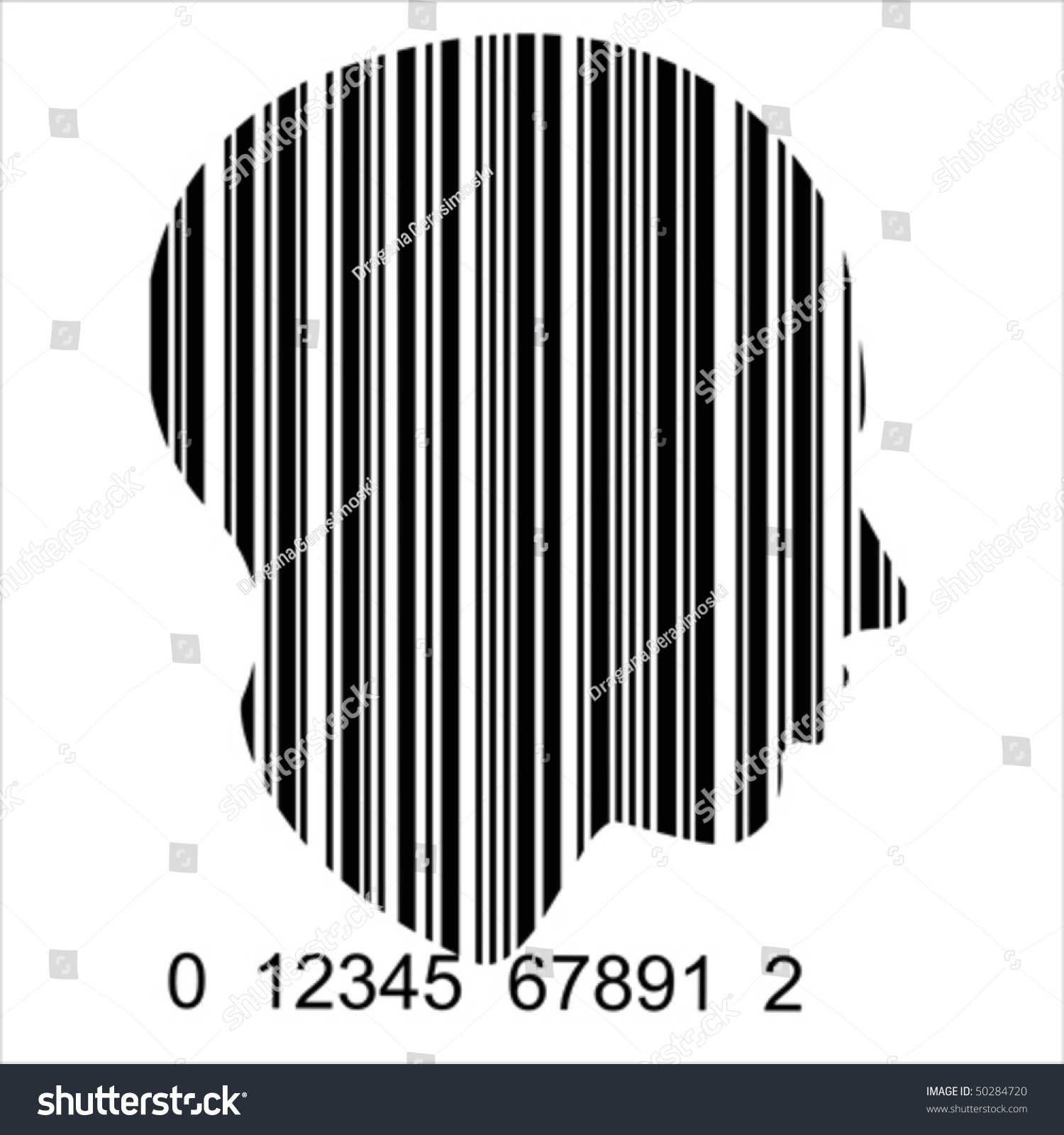Silhouette Head Barcode Isolated Over White: vector de stock (libre de ...