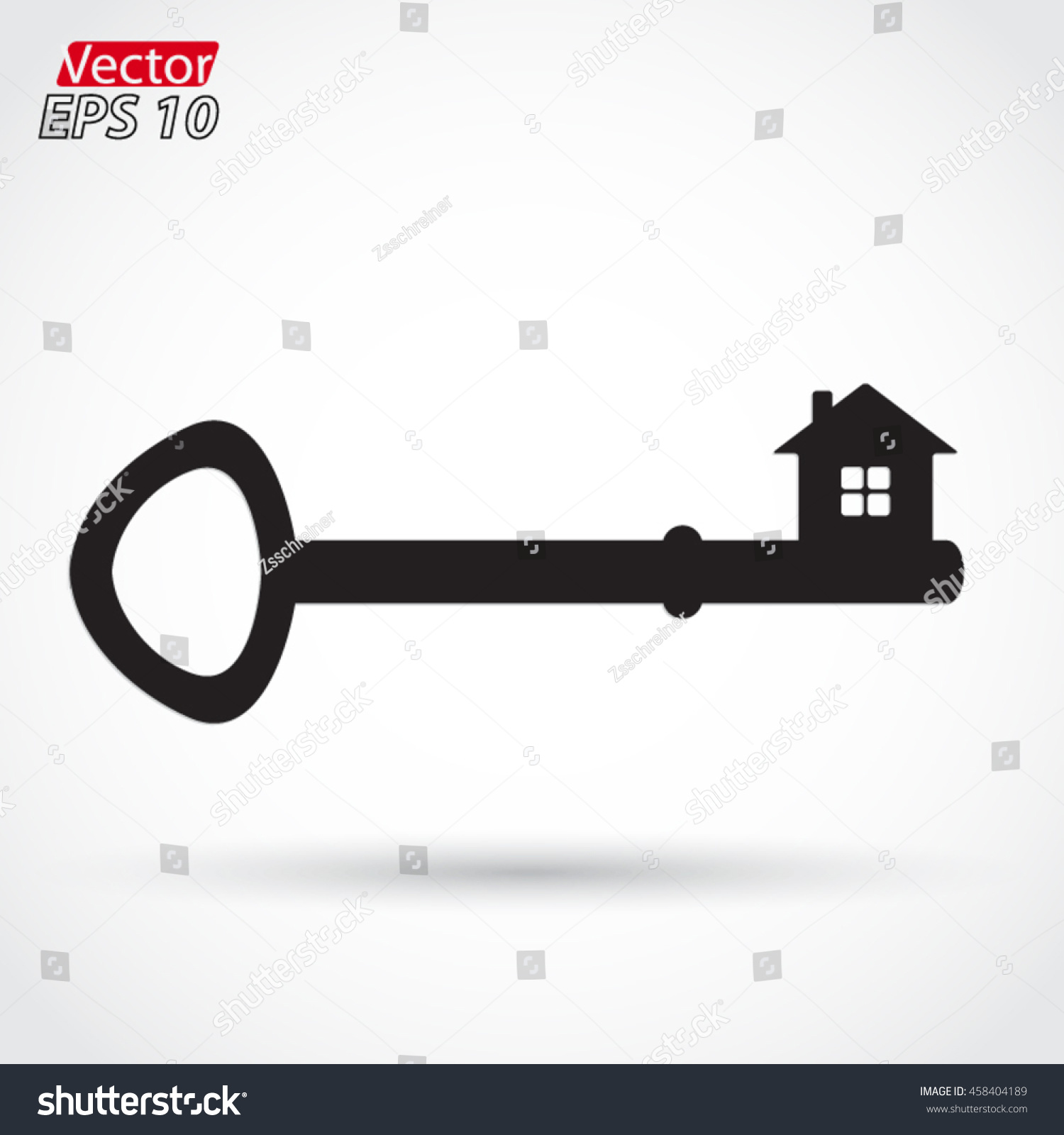 Silhouette Key House Shape Vector Illustration Stock Vector (Royalty ...