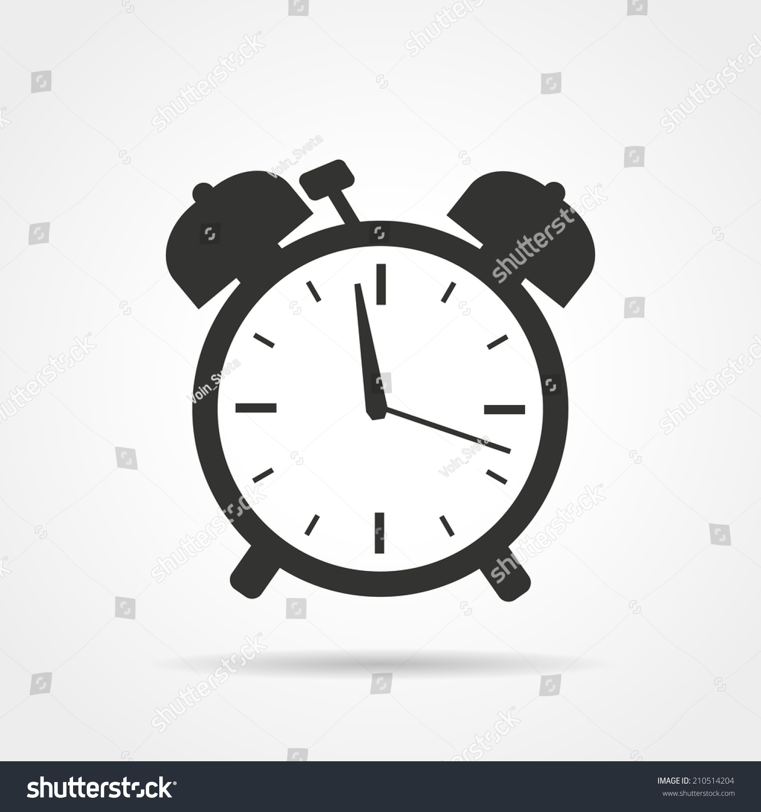 Silhouette Alarm Clock Isolated White Background Stock Vector Royalty