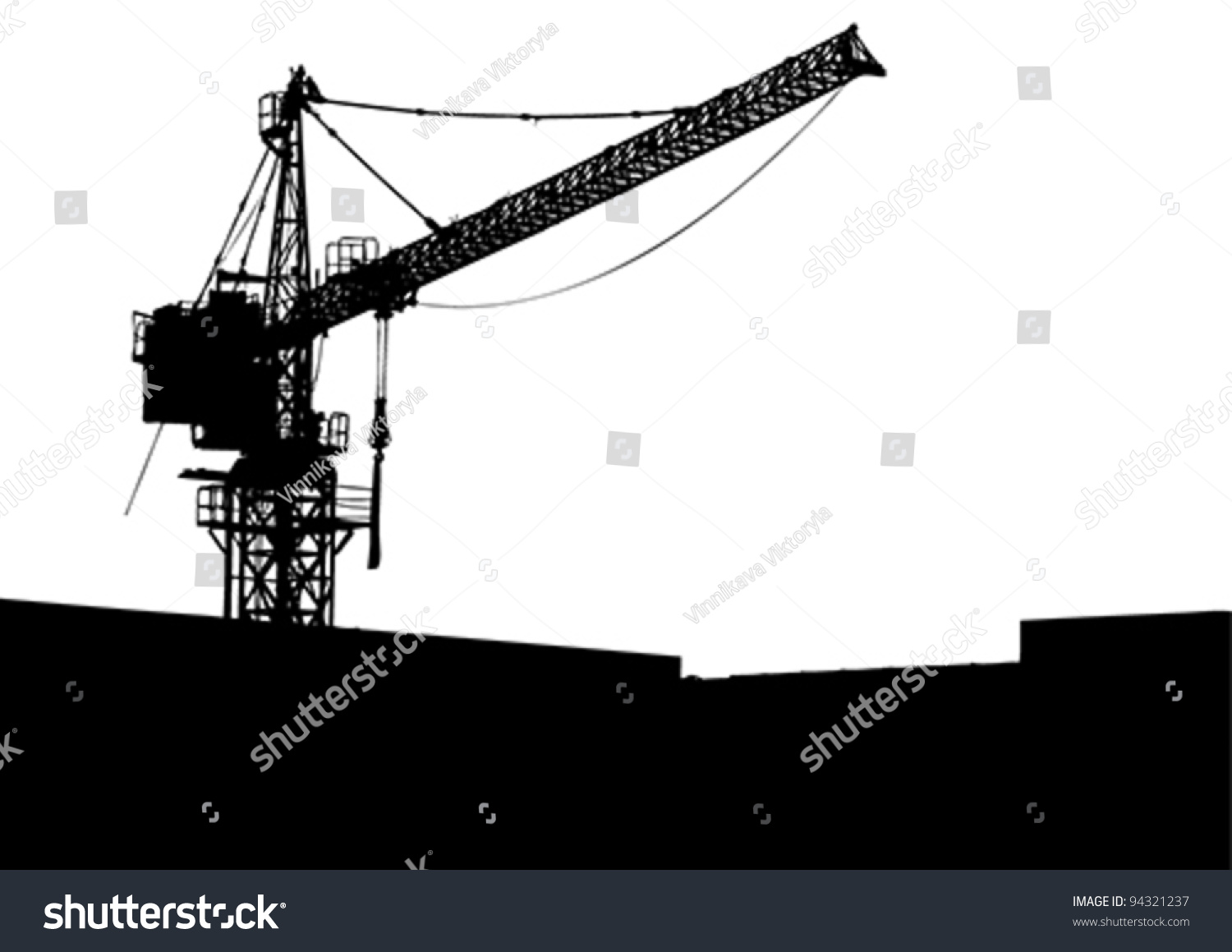 Silhouette Elevating Crane Vector Illustration Stock Vector (Royalty ... Silhouette Elevating Crane Vector Illustration Stock Vector (Royalty ...