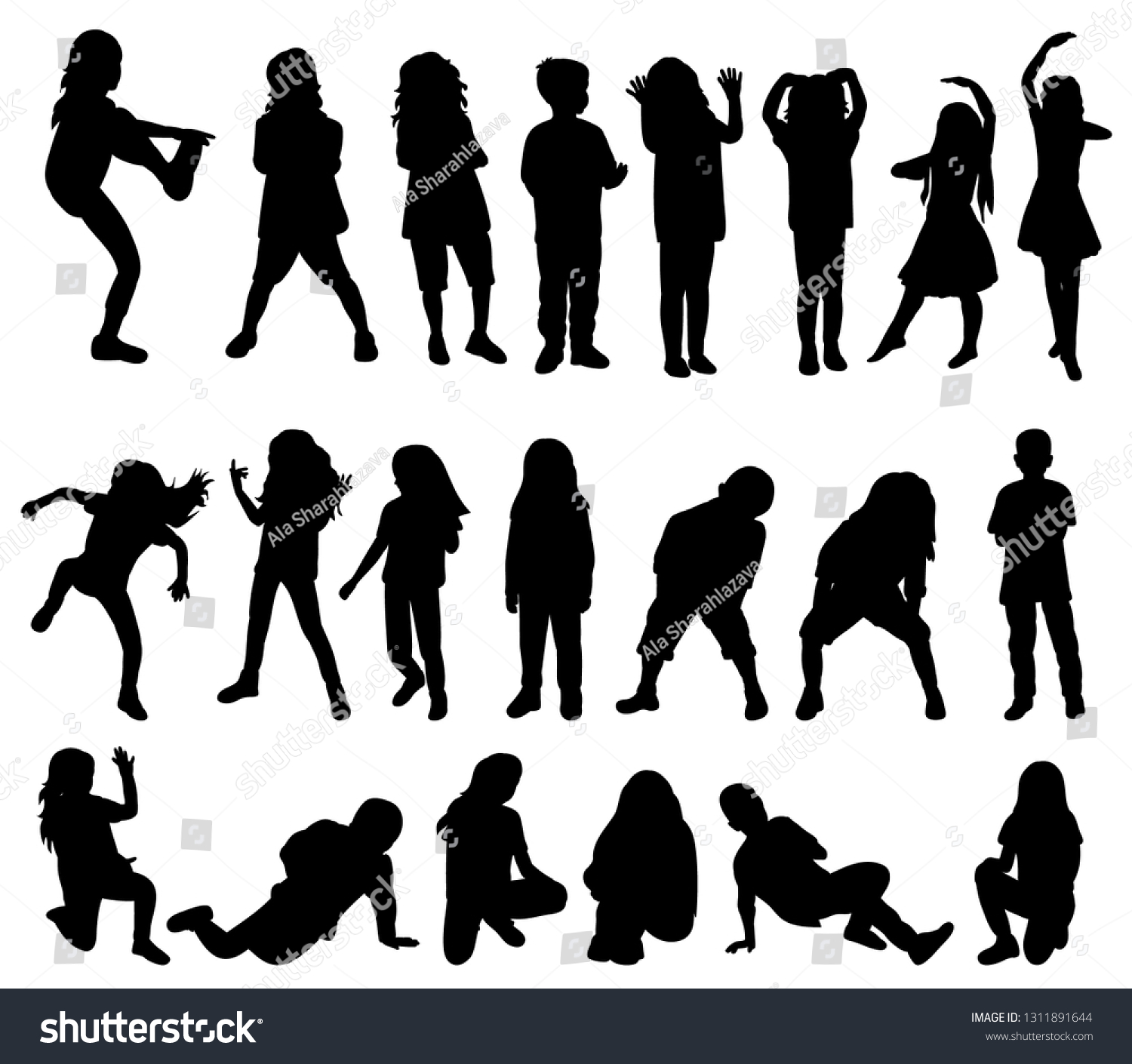 Silhouette People Dancing Set Stock Vector (Royalty Free) 1311891644