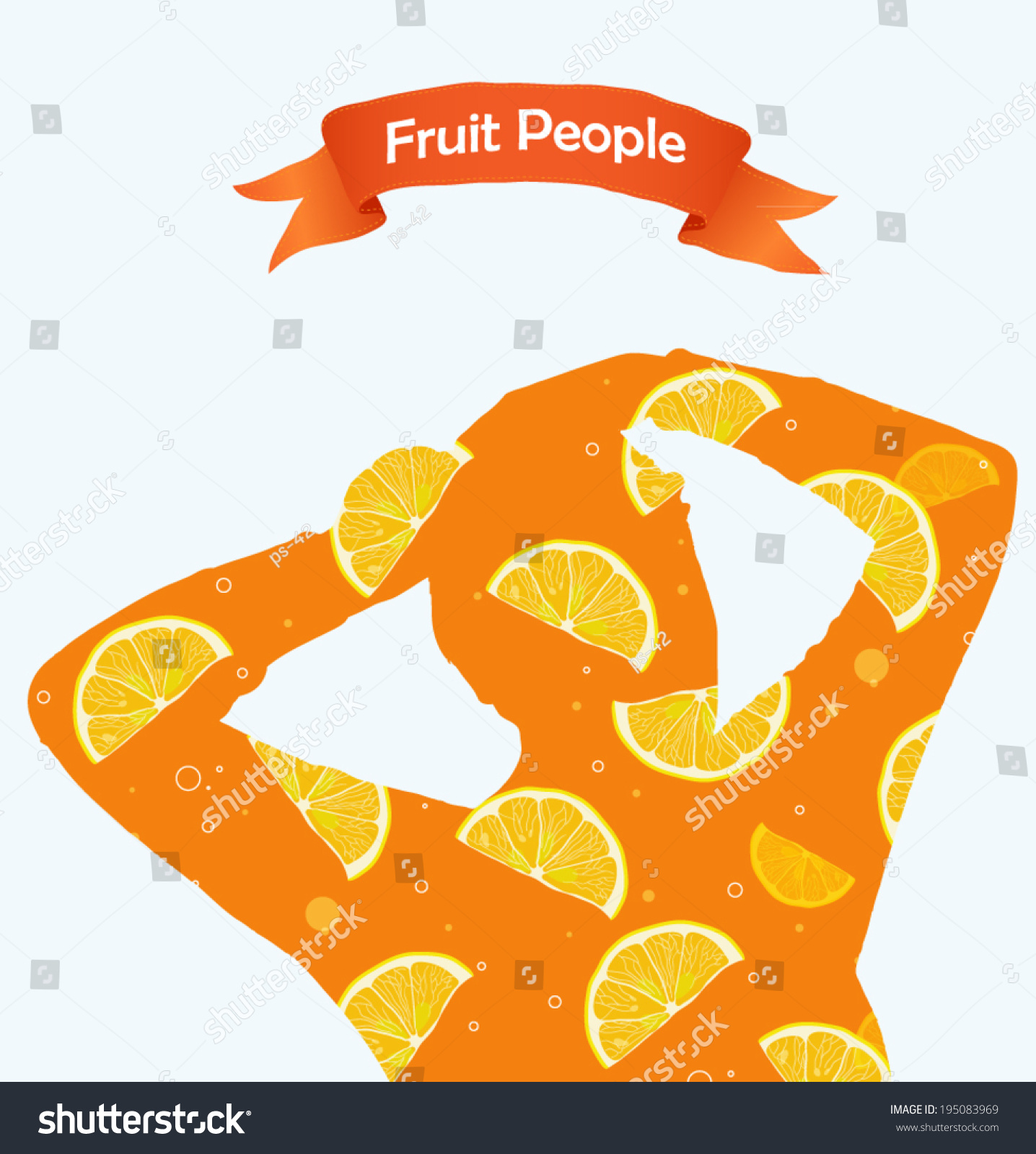 Silhouette People Fruit Pattern Stock Vector (Royalty Free) 195083969 ...