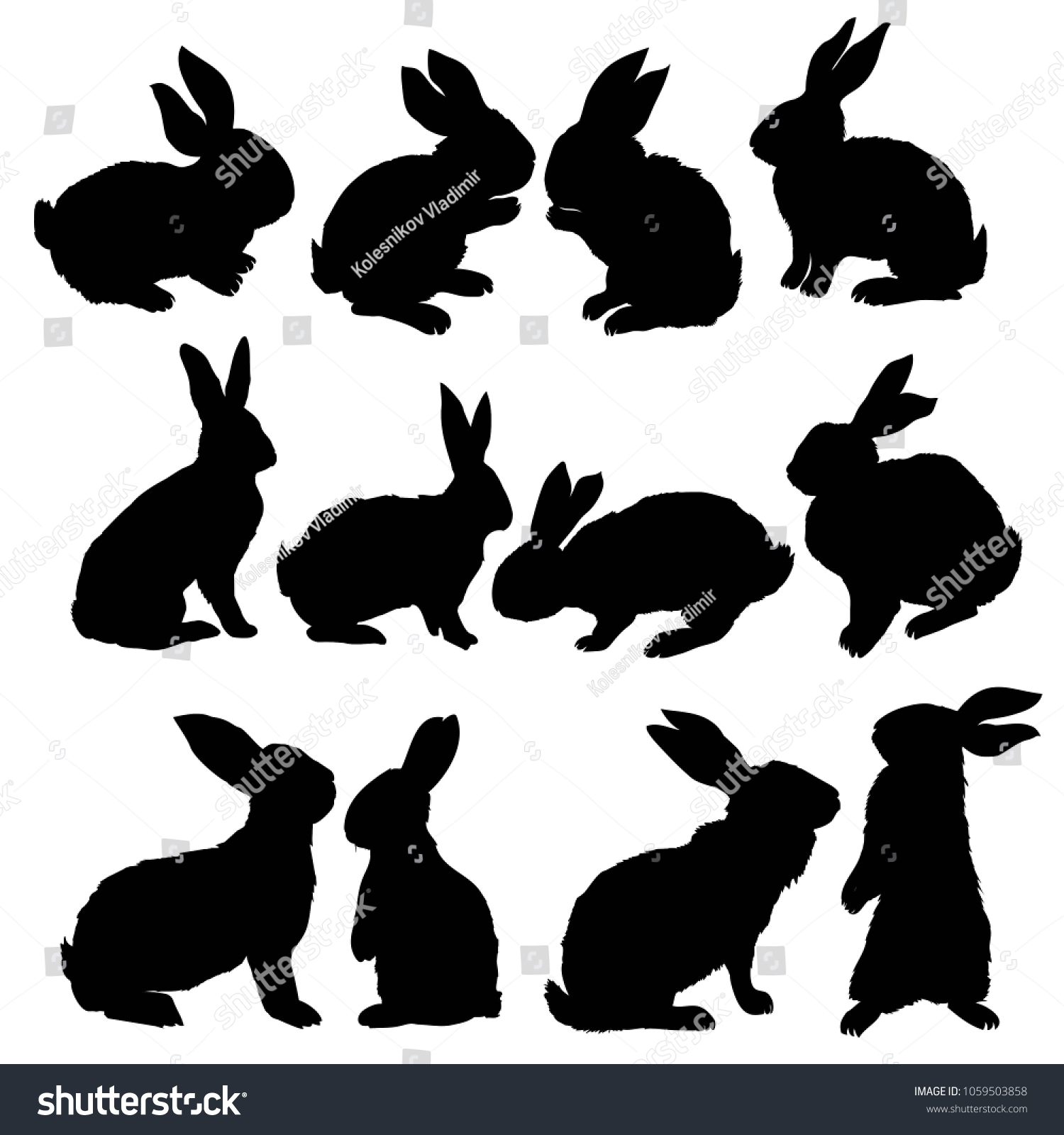 Silhouette Rabbit Vector Illustration 스톡 벡터(로열티 프리) 1059503858