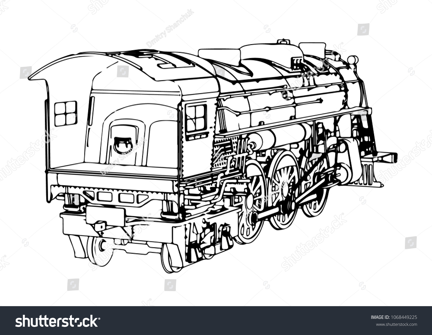 Silhouette Retro Steam Engine Vector 库存矢量图（免版税）1068449225 | Shutterstock
