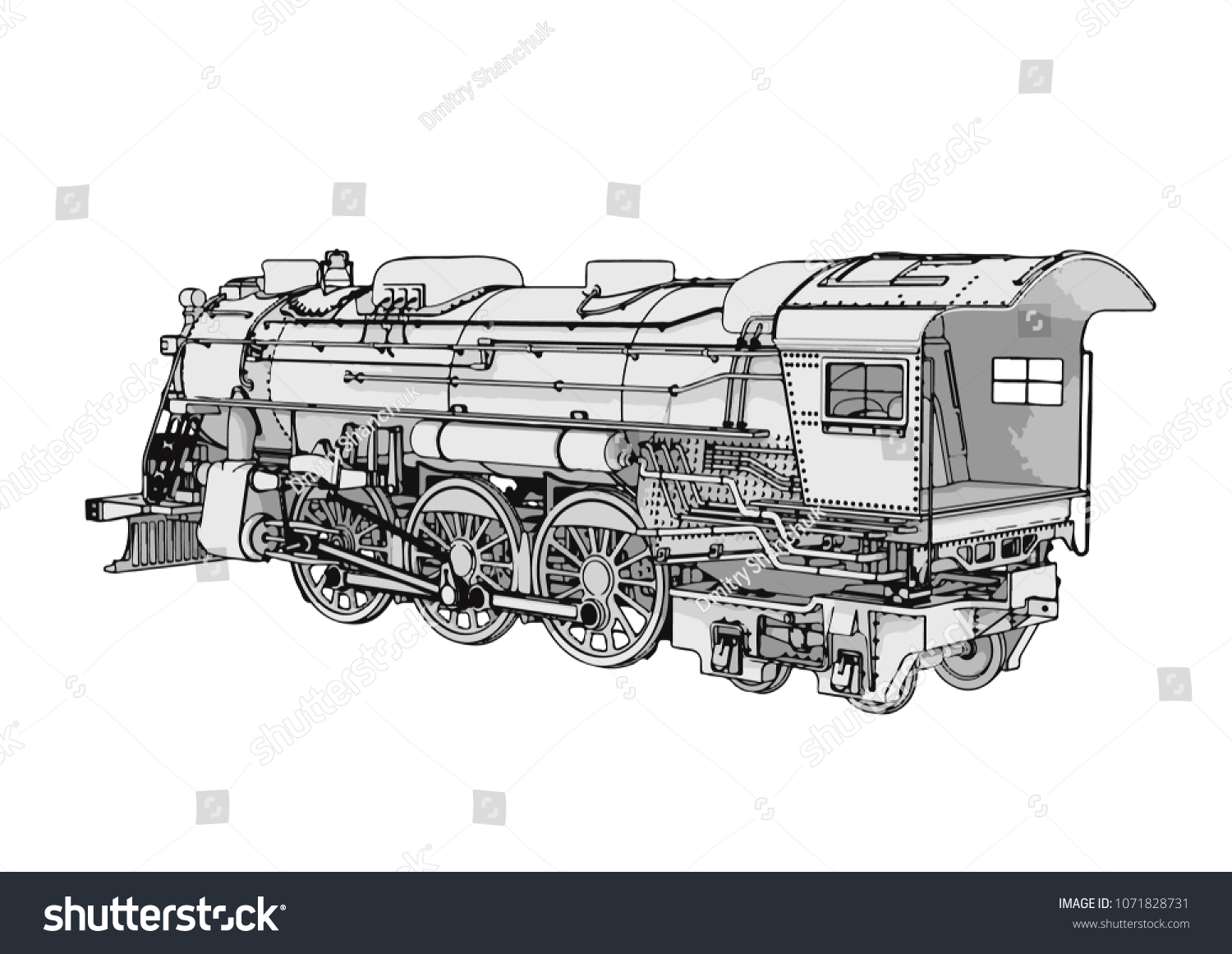 Silhouette Retro Steam Engine Vector: vector de stock (libre de ...