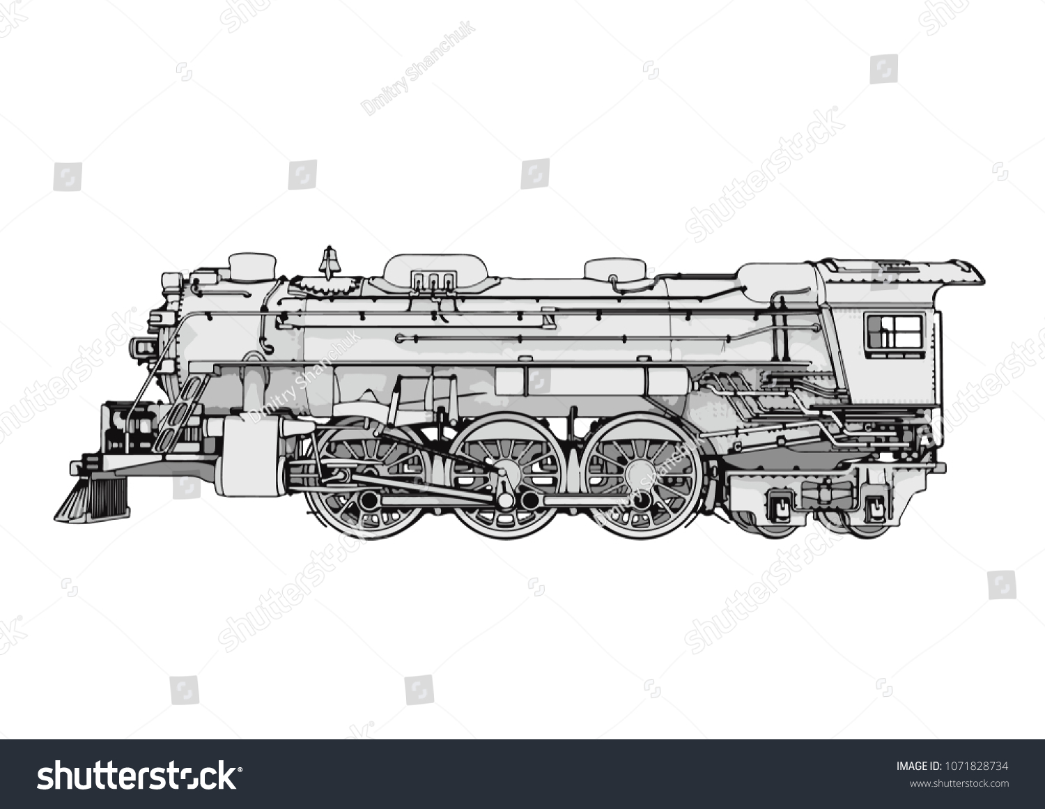Silhouette Retro Steam Engine Vector 库存矢量图（免版税）1071828734 | Shutterstock
