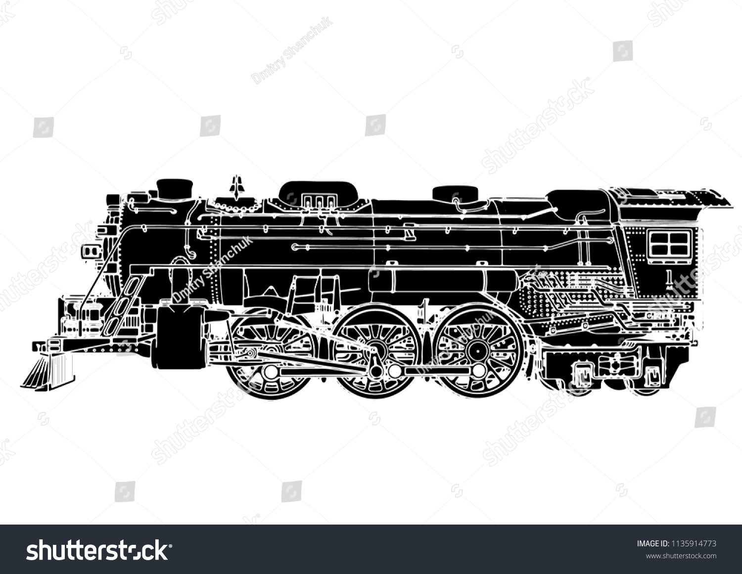 Silhouette Retro Steam Engine Vector Stock Vector (Royalty Free ...