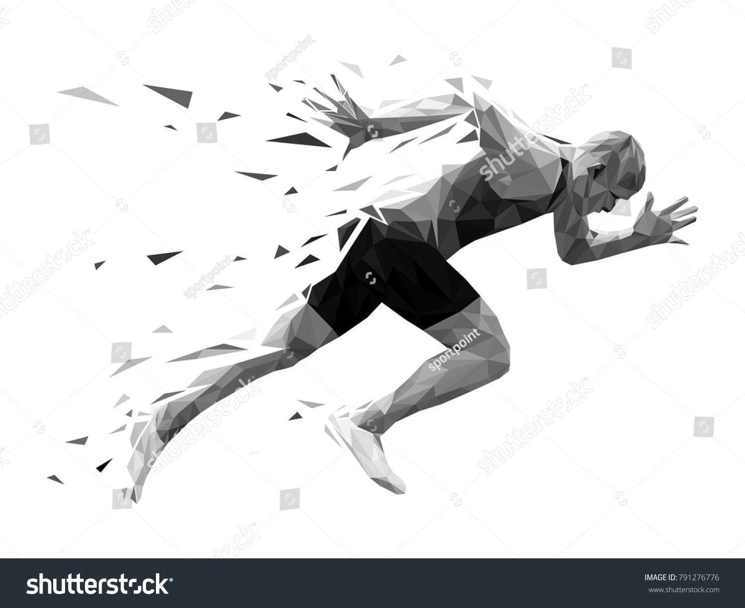 Silhouette Running Man Sprinter Explosive Start Stock Vector (Royalty ...