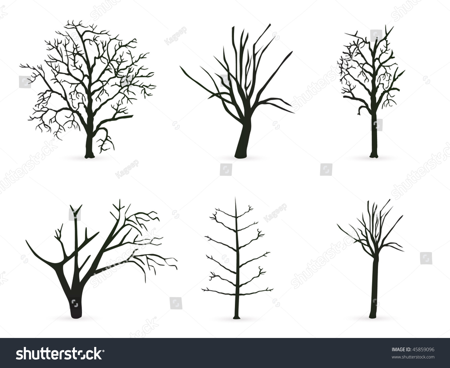 Silhouette Tree Branches Stock Vector (Royalty Free) 45859096