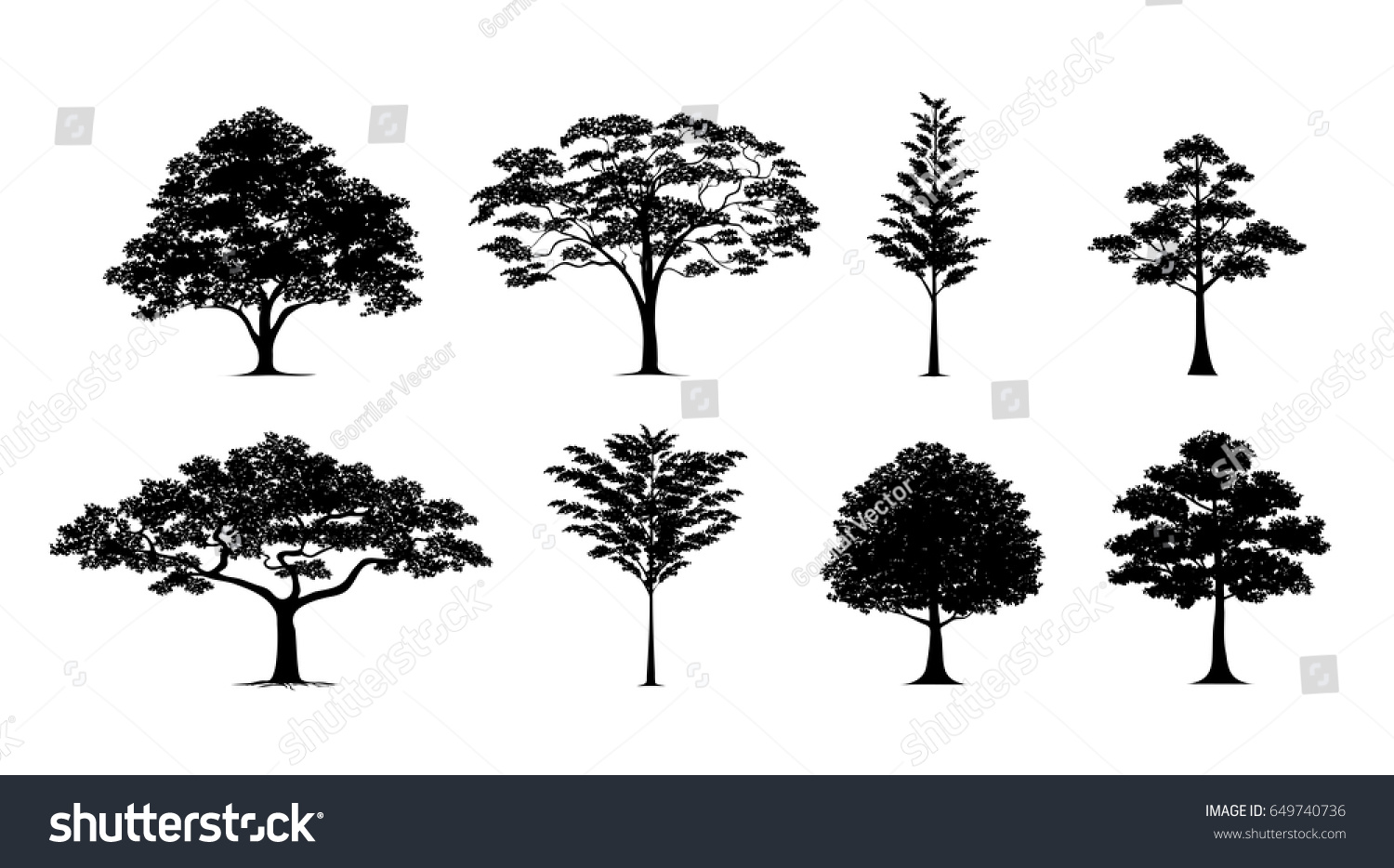 Silhouette Tree Vector Silhouettes Set 库存矢量图（免版税）649740736 | Shutterstock