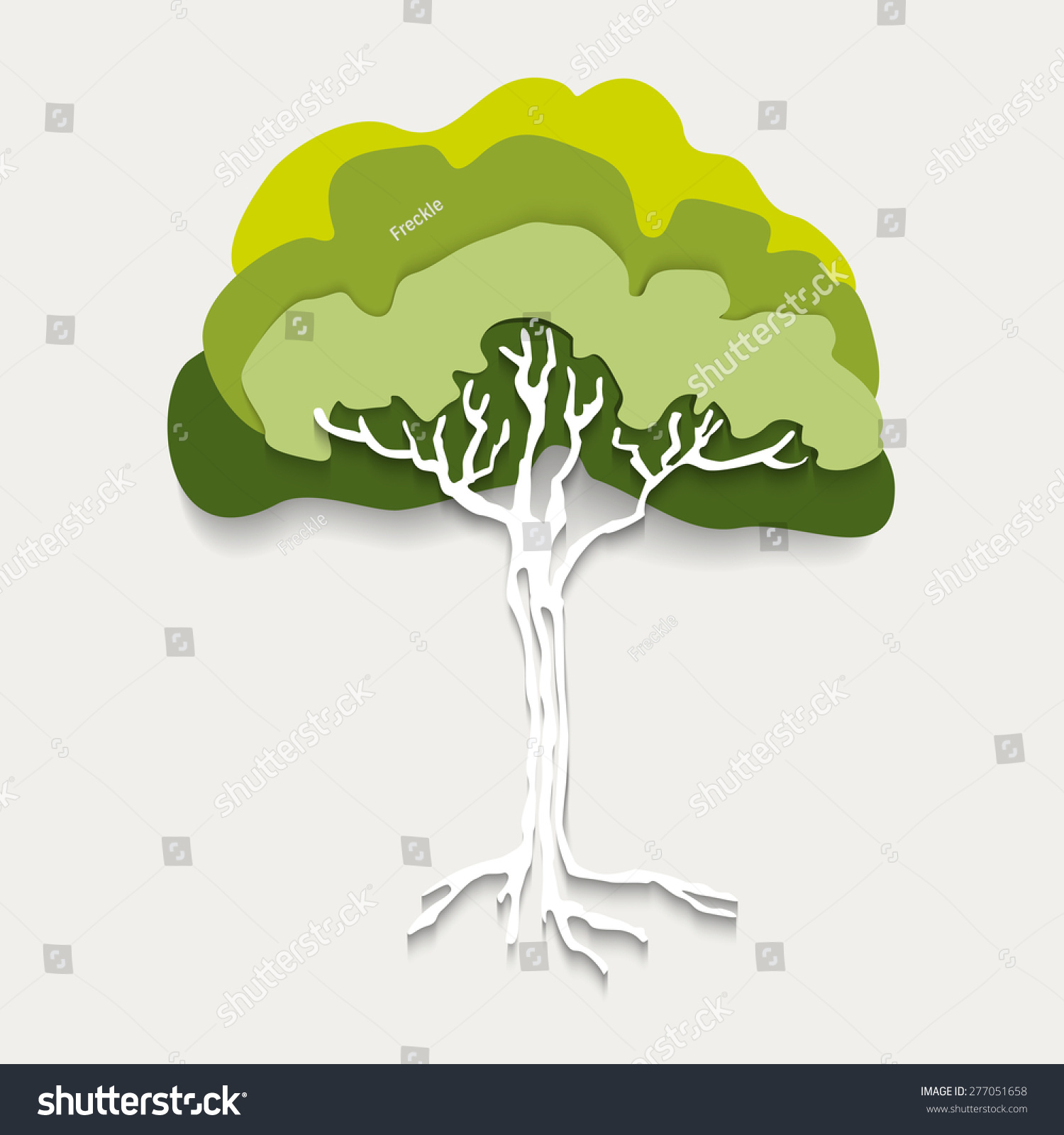 Silhouette Vector Green Tree On White: เวกเตอร์สต็อก (ปลอดค่าลิขสิทธิ์ ...