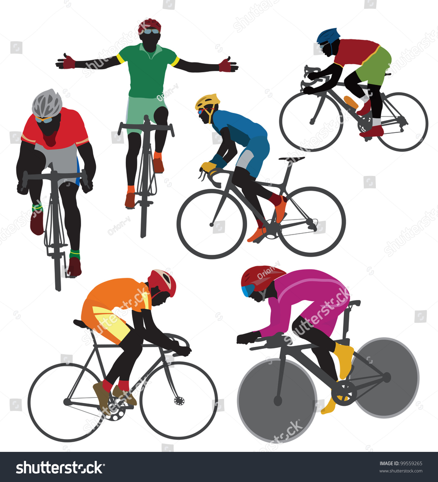 Silhouettes Bicyclist Vector: เวกเตอร์สต็อก (ปลอดค่าลิขสิทธิ์) 99559265 ...