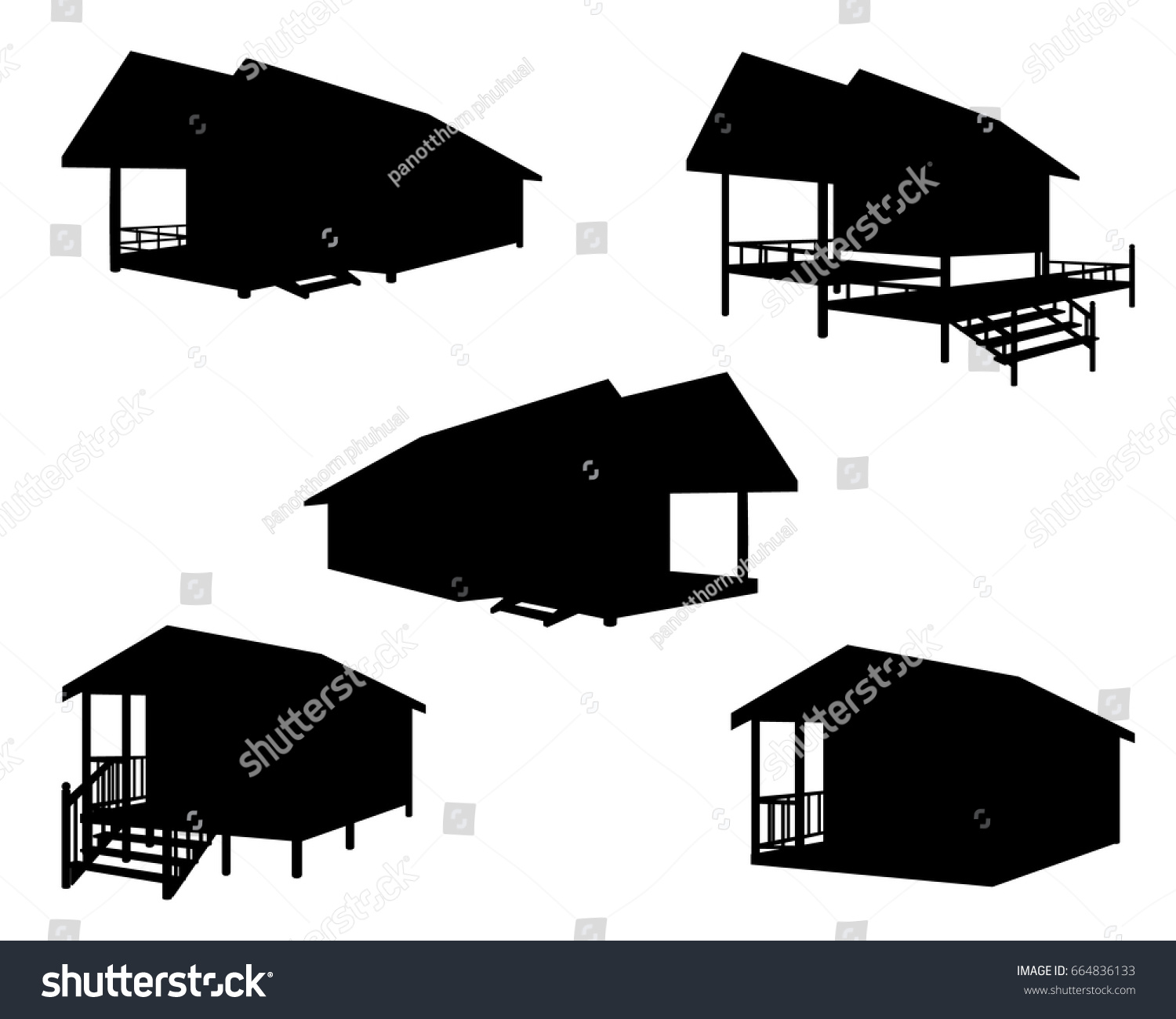 Silhouettes Hut Shape Vector Design Stock Vector (Royalty Free) 664836133