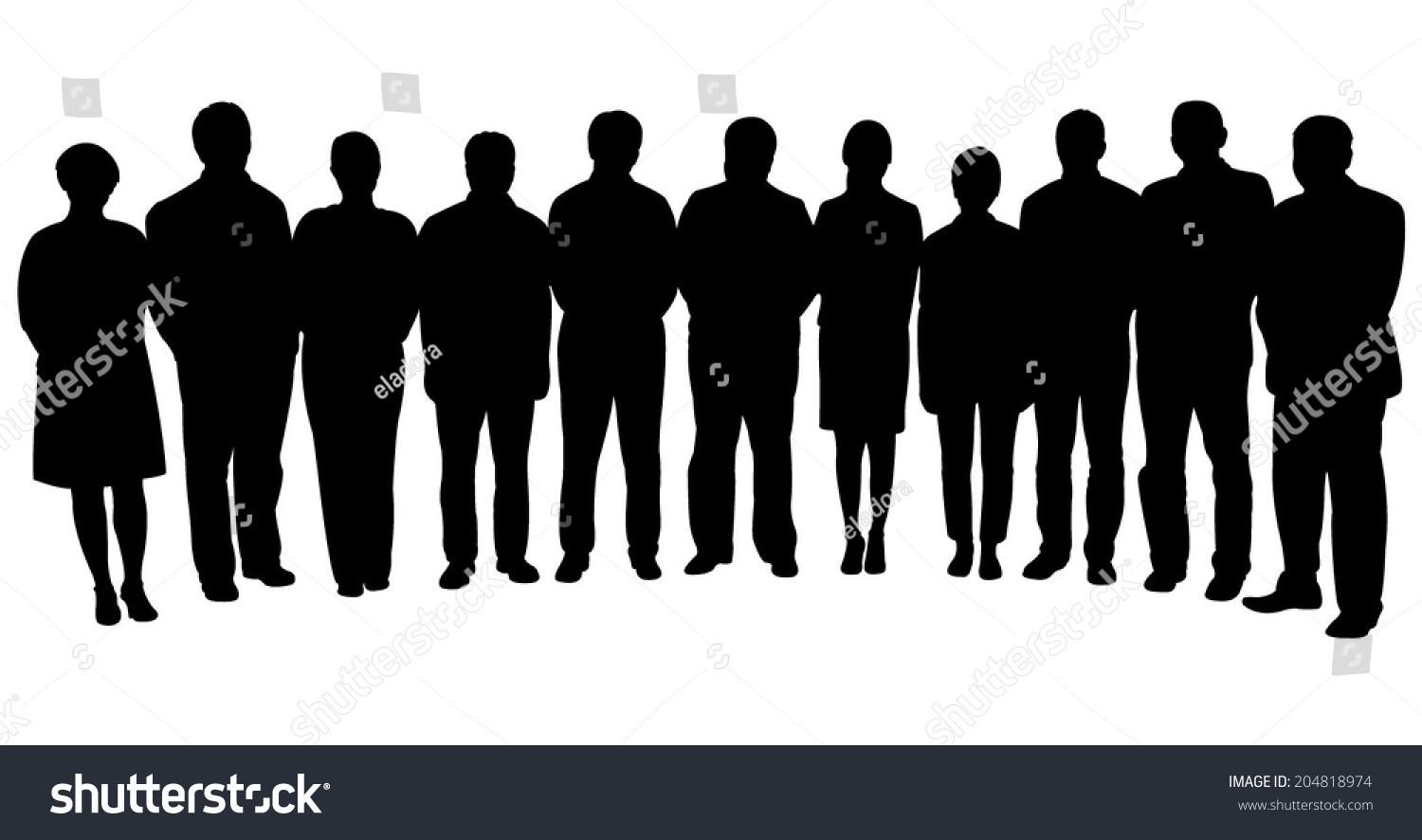 Vektor Stok Silhouettes Business People Standing Line Tanpa Royalti