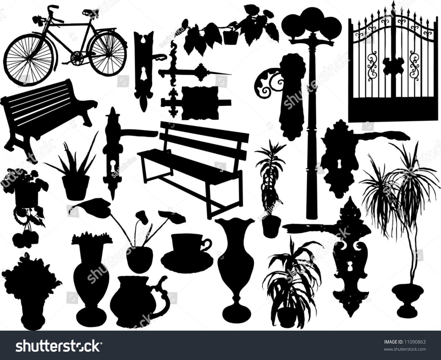 Silhouettes Different Objects Vector: vector de stock (libre de ...