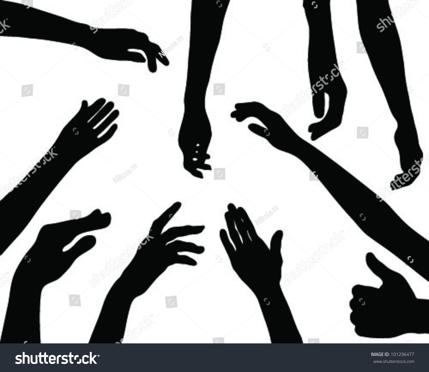 Silhouettes Of Hands. Vector - 101296477 : Shutterstock