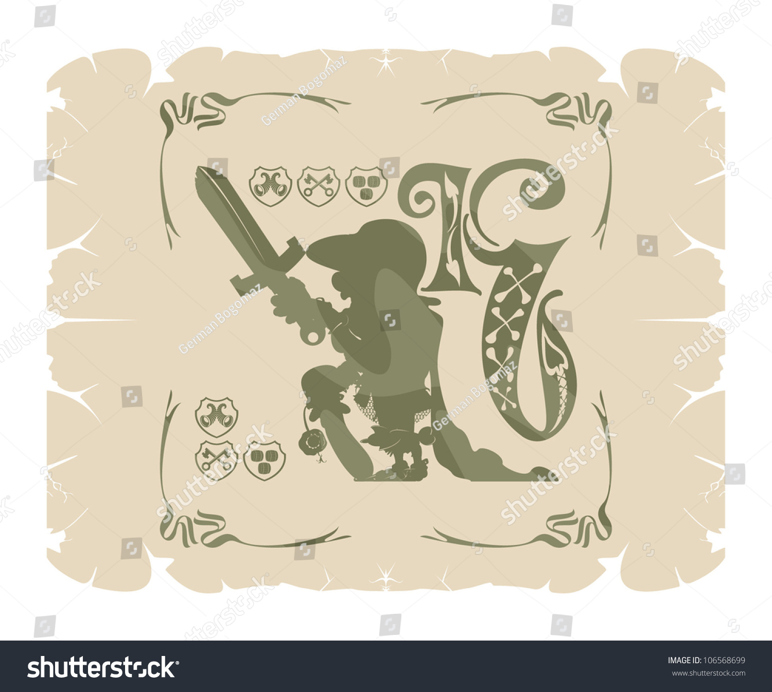 Silhouettes Knights Frames 4 Vector Stock Vector (Royalty Free) 106568699