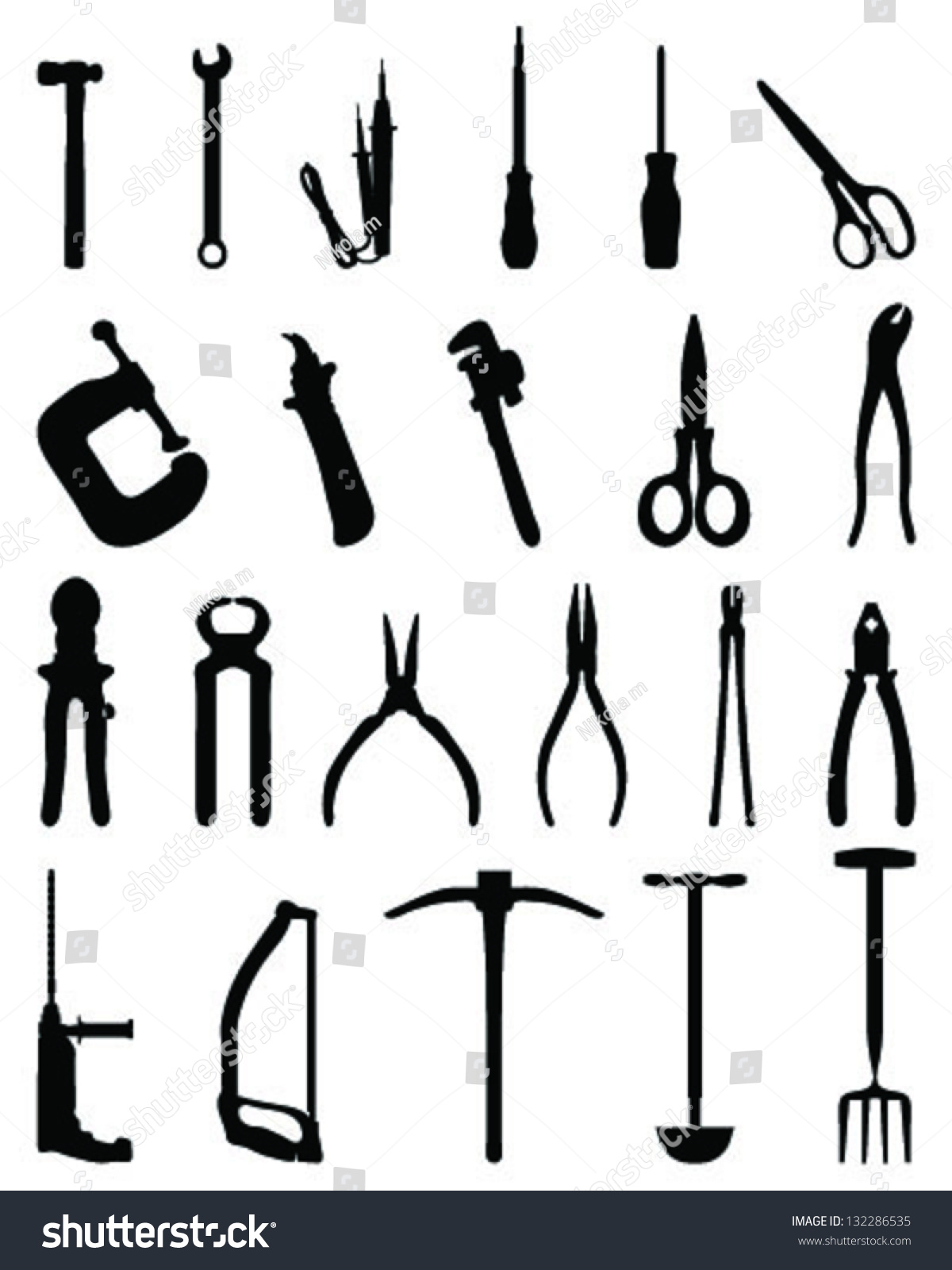 Silhouettes Toolsvector Stock Vector (Royalty Free) 132286535