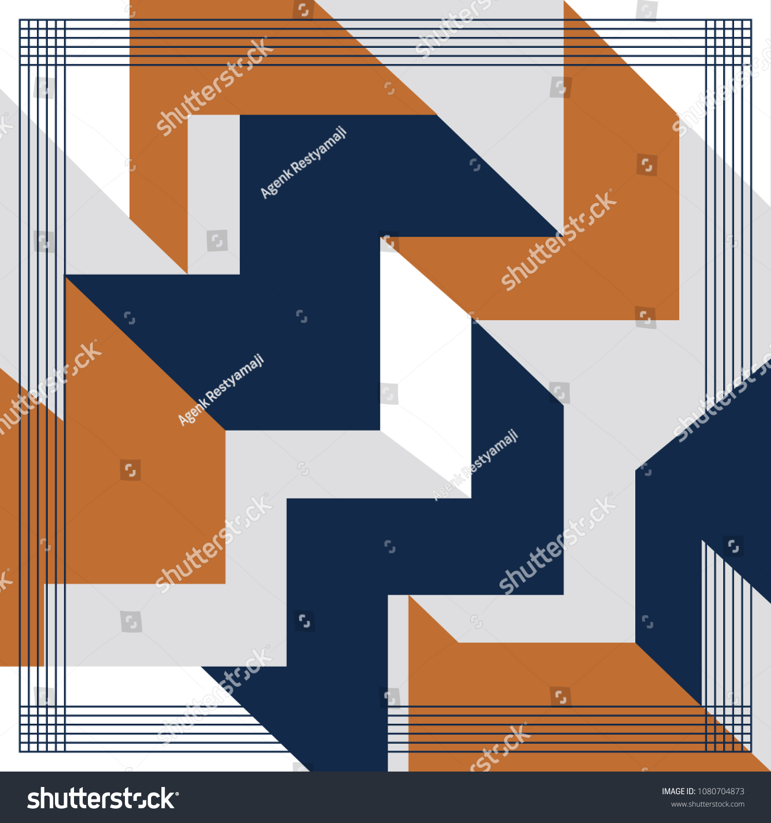 Silk Scarf Geometric Pattern Square Vector Stock Vector (Royalty Free ...