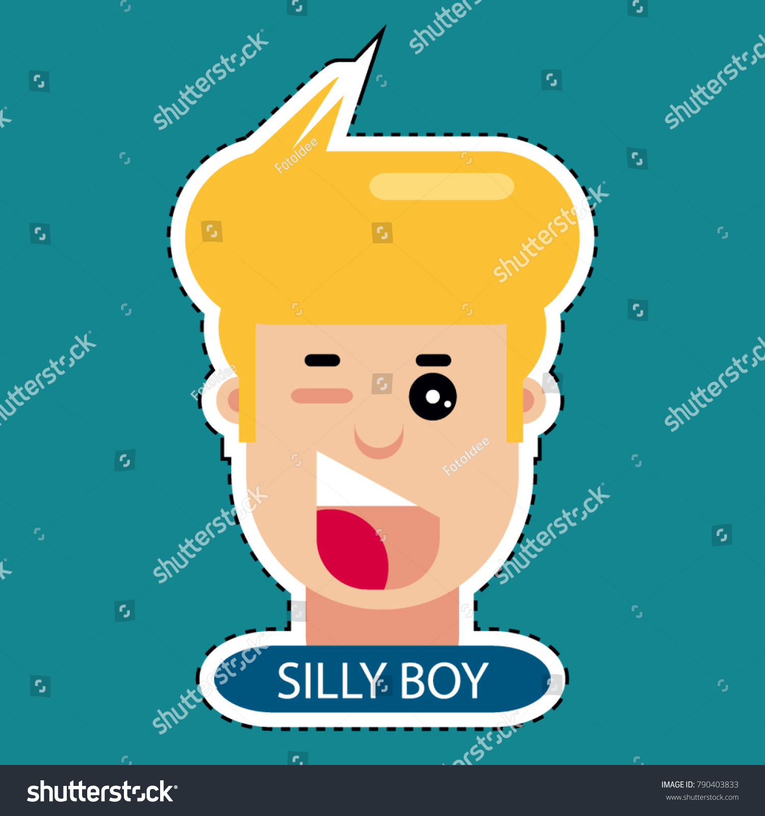 Silly Boy Face Comic Mood Design Stock Vector (Royalty Free) 790403833